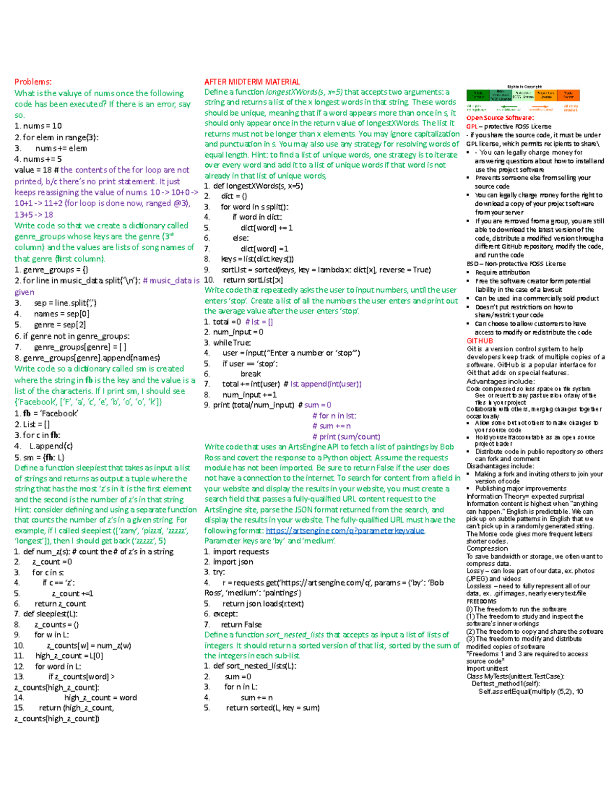 SI Cheat Sheet - Open Source Software : GPL – protective FOSS License ...