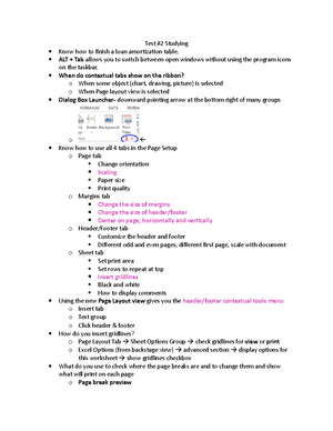 Final Test Review - Summary Advanced Spreadsheet Applications - THINGS ...
