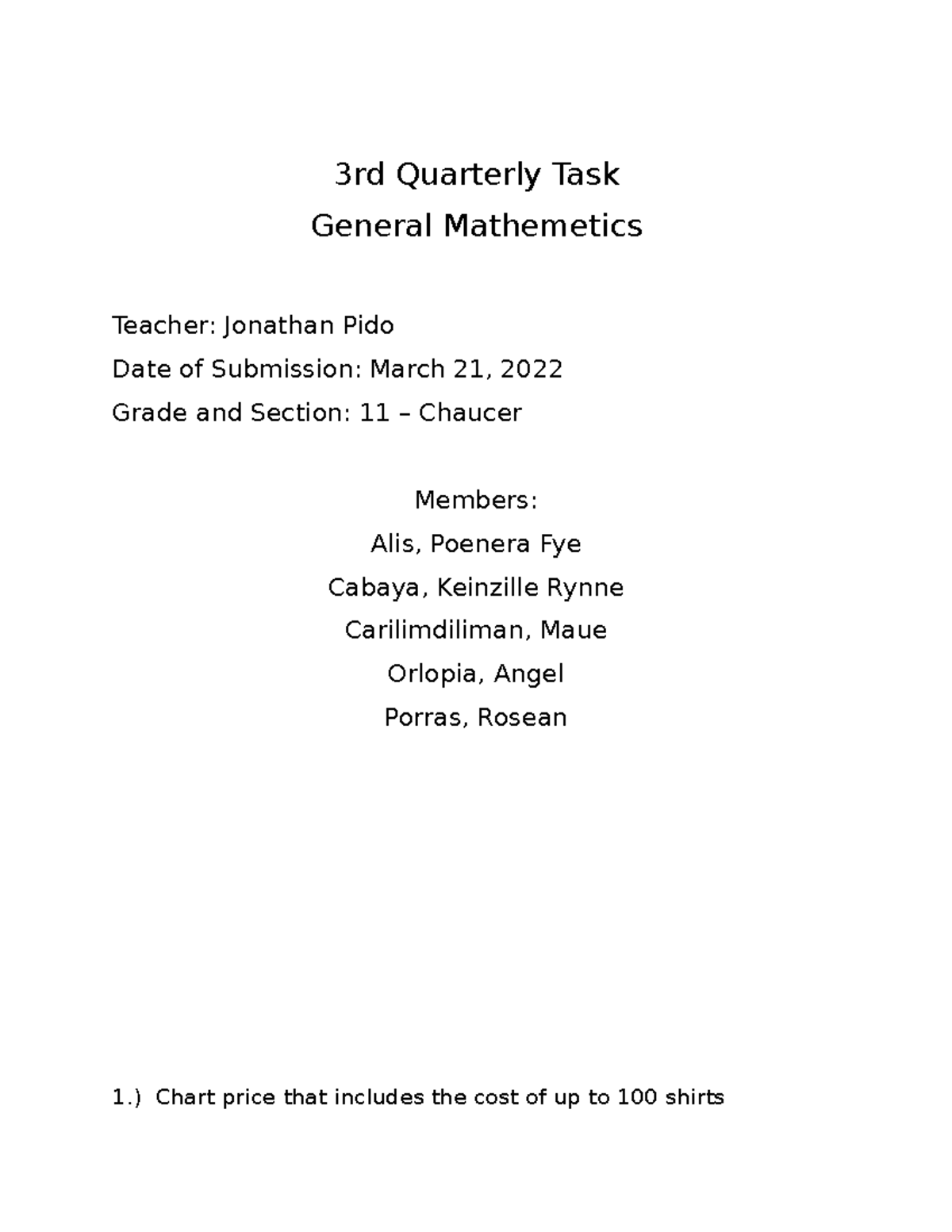Gen Math QT - Performance Task - 3rd Quarterly Task General Mathemetics ...
