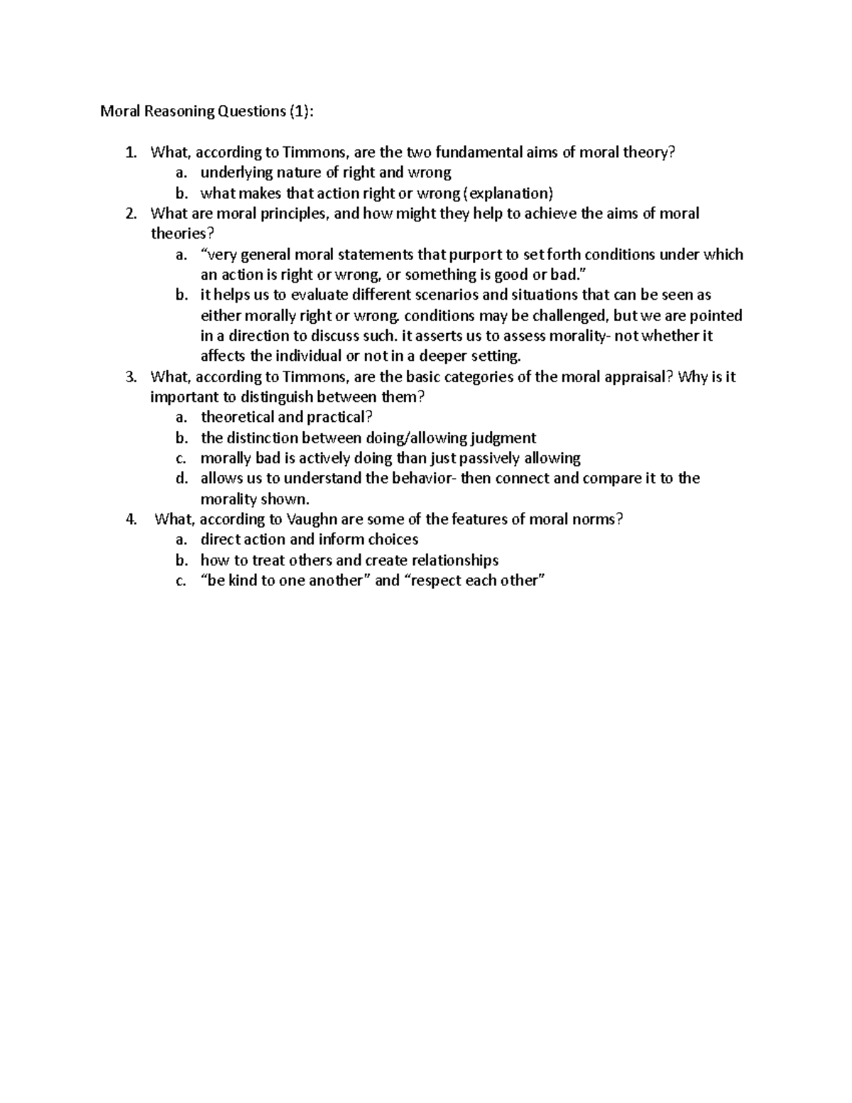 Moral Reasoning Questions - underlying nature of right and wrong b ...