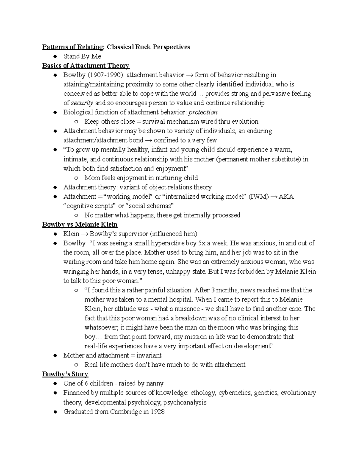 Lecture 3 Perspectives on Attachment Theory - Patterns of Relating ...