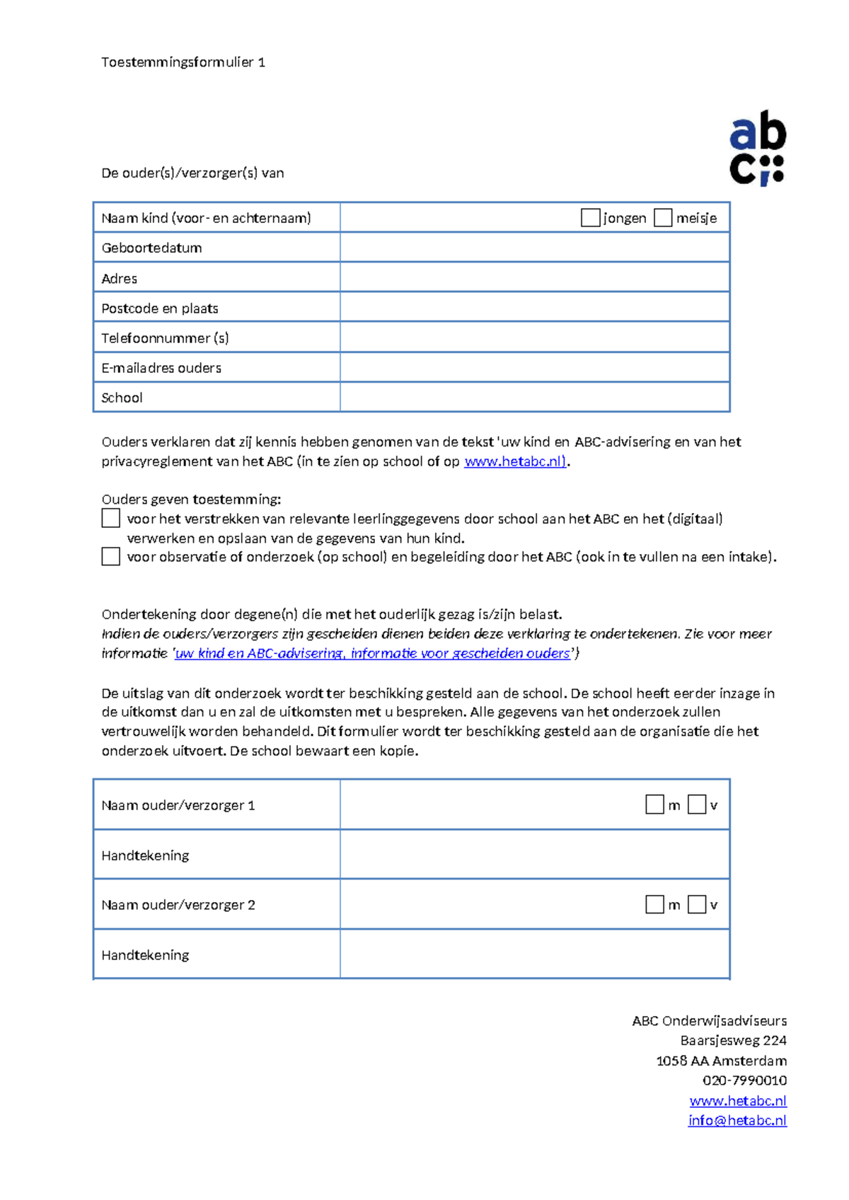 Toestemmingsformulier 1-doc - Toestemmingsformulier 1 De ouder(s ...