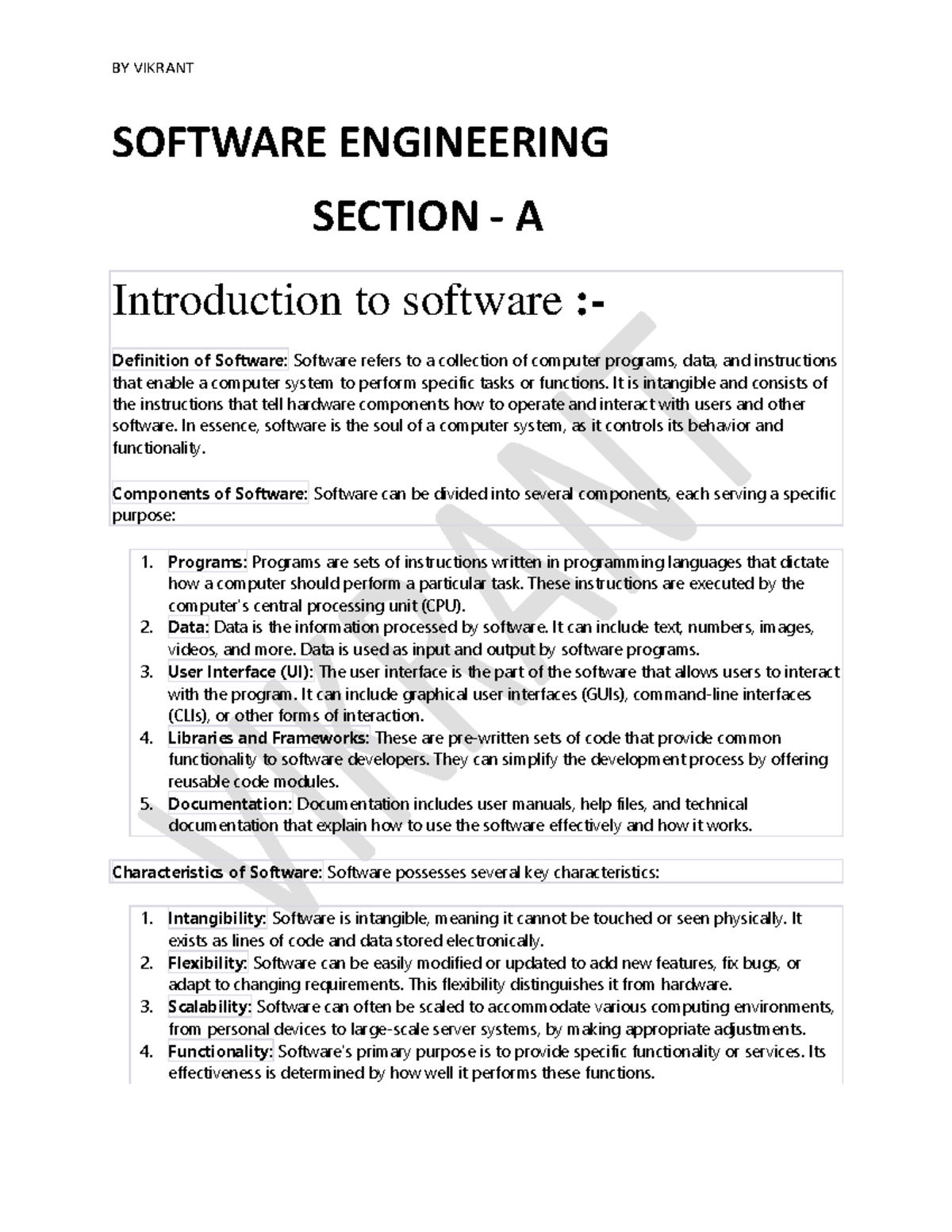 Software Engineering - SOFTWARE ENGINEERING SECTION - A Introduction to ...