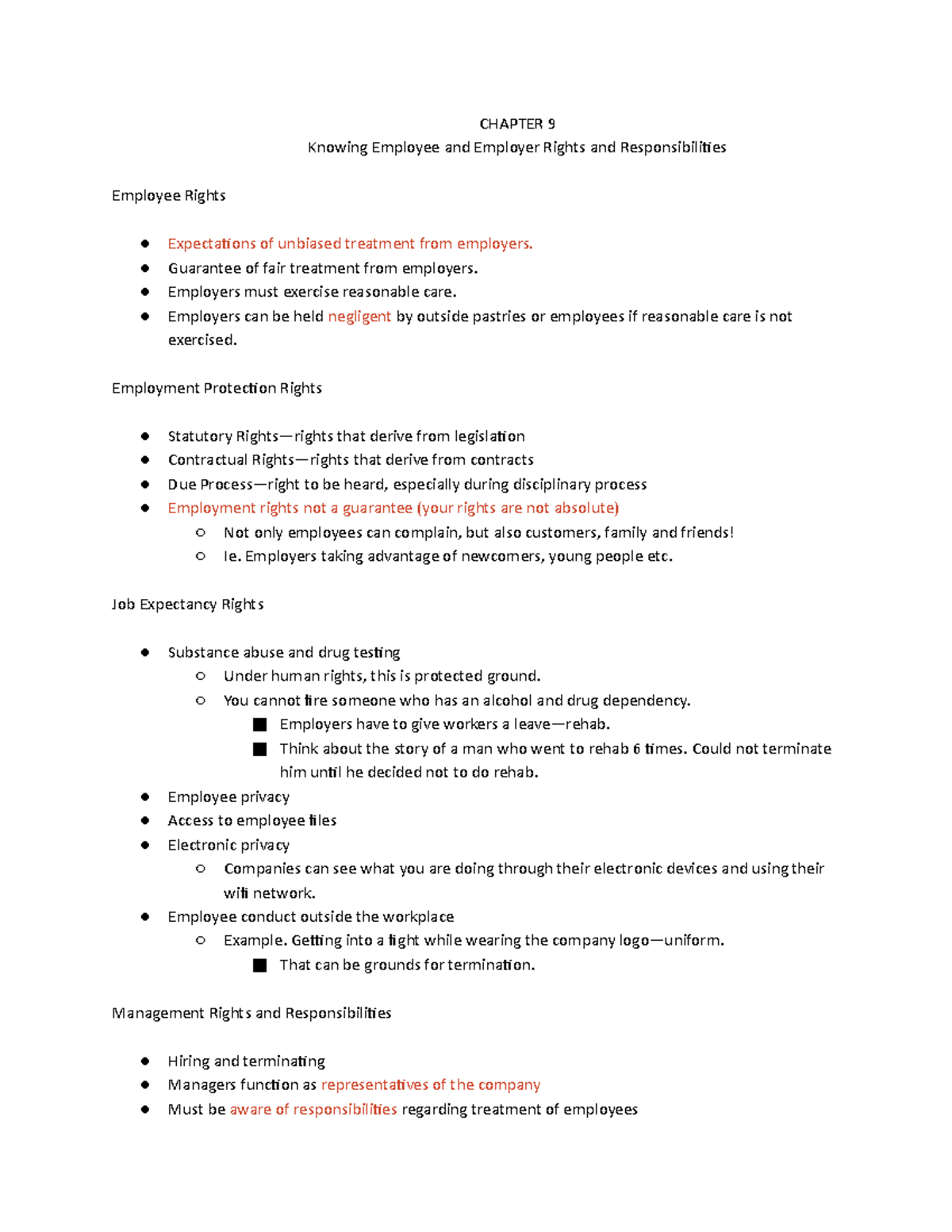 CH 9 HRES 2170 - Knowing Employee and Employer Rights and Responsibilities - Knowing Employee ...