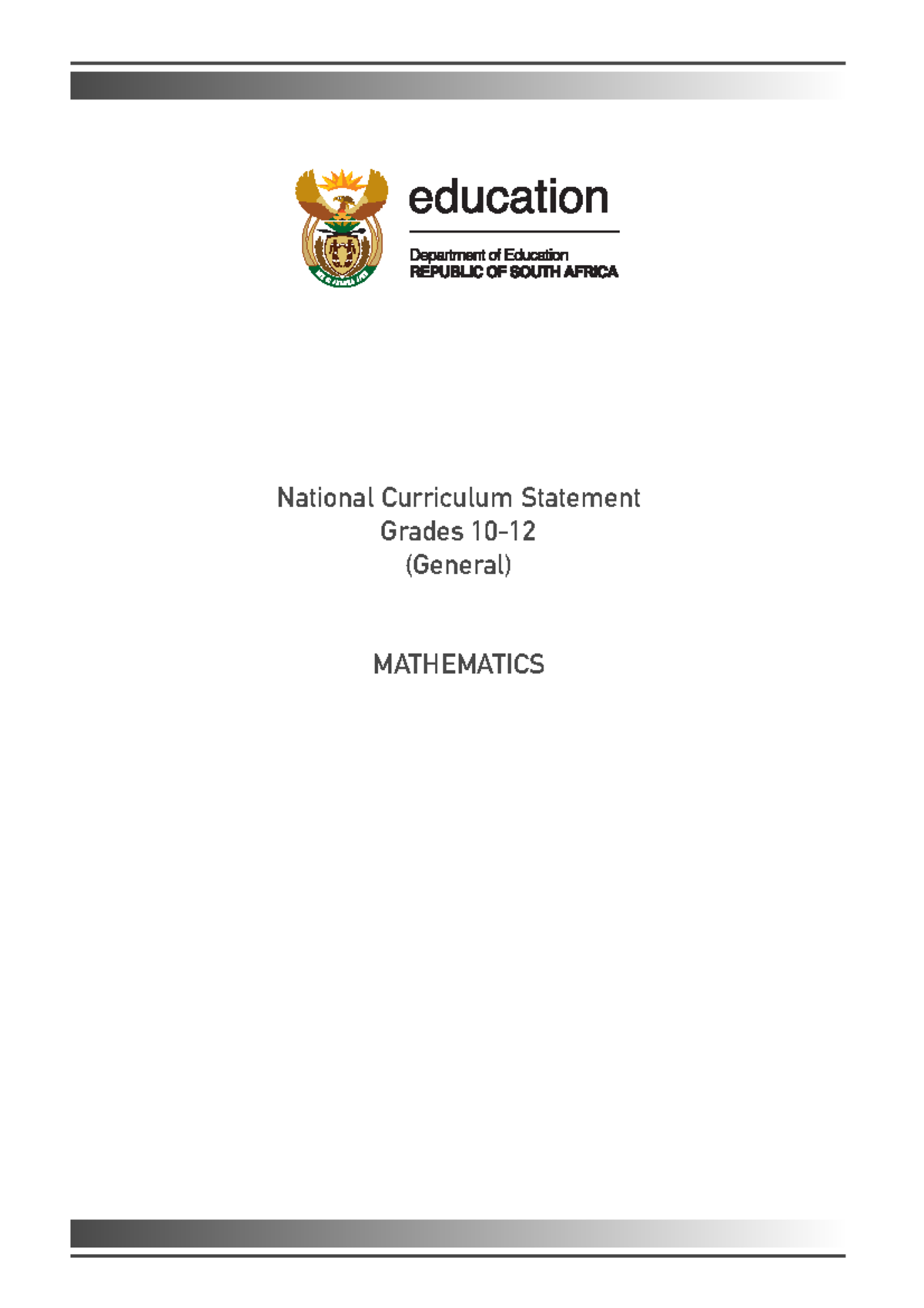 Grade 10-12 mathematics - National Curriculum Statement Grades 10 ...