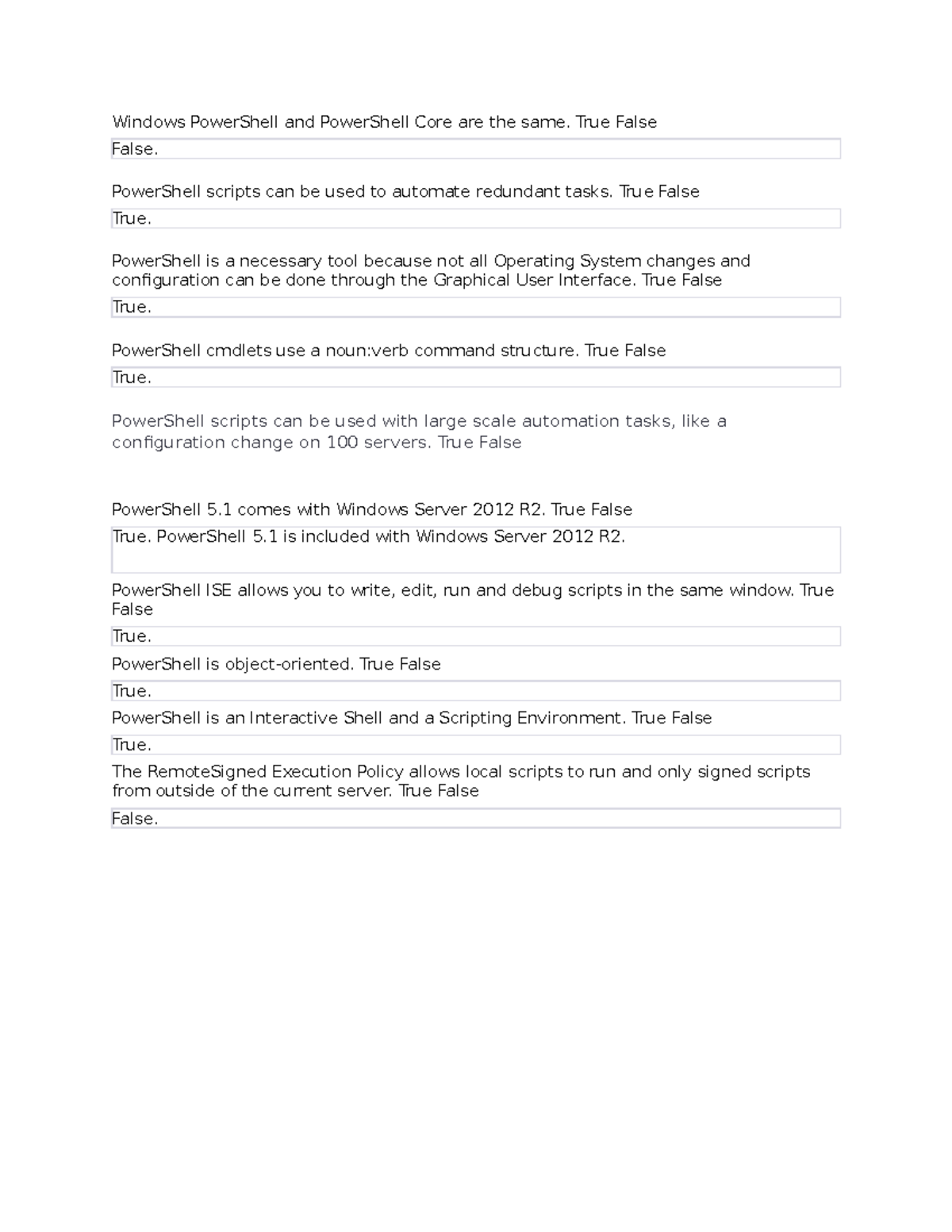 Quiz 5 Mst100 Mandatory Weekly Quiz Windows Powershell And Powershell Core Are The Same 7878