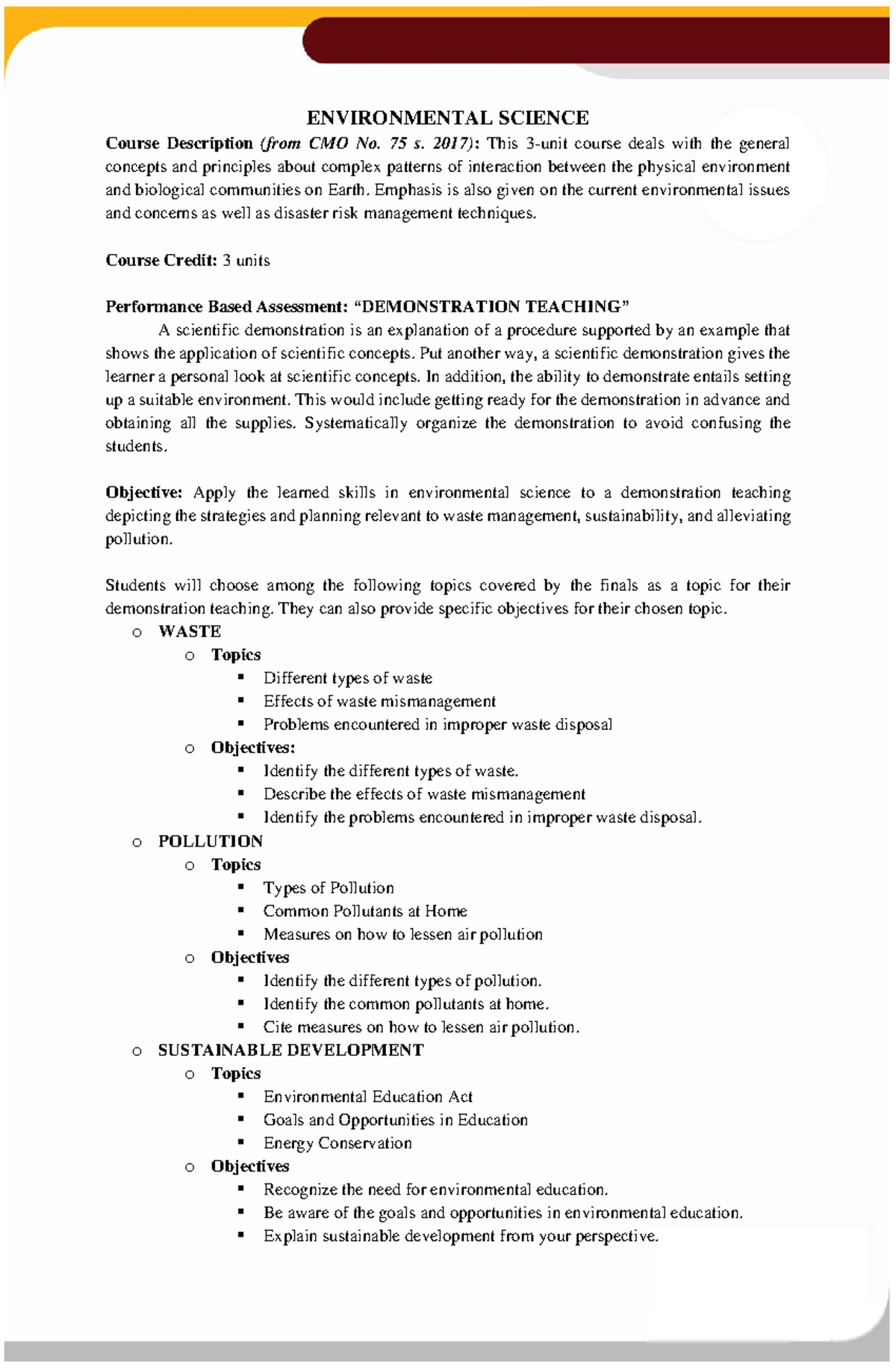 Final Task Environmental Science - ENVIRONMENTAL SCIENCE Course ...