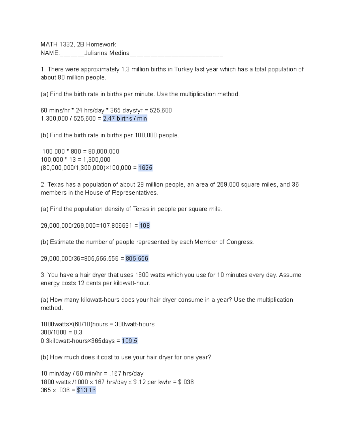 MATH 1332, 2B Homework - whats next - MATH 1332, 2B Homework NAME ...