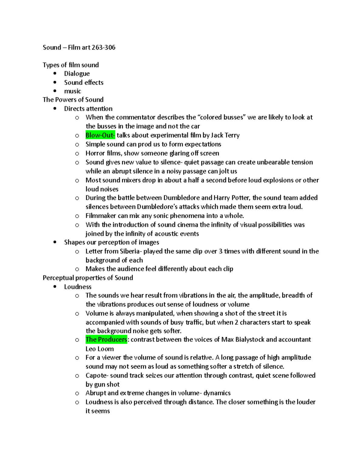 Film Art Sound Notes - Professor Kevin Hagopian - Sound – Film art 263 ...