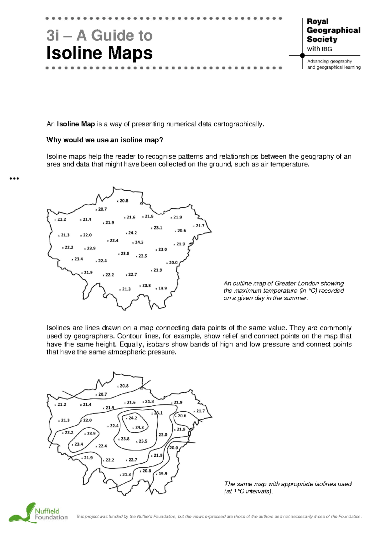 Isoline-Maps - This project was funded by the Nuffield Foundation, but ...