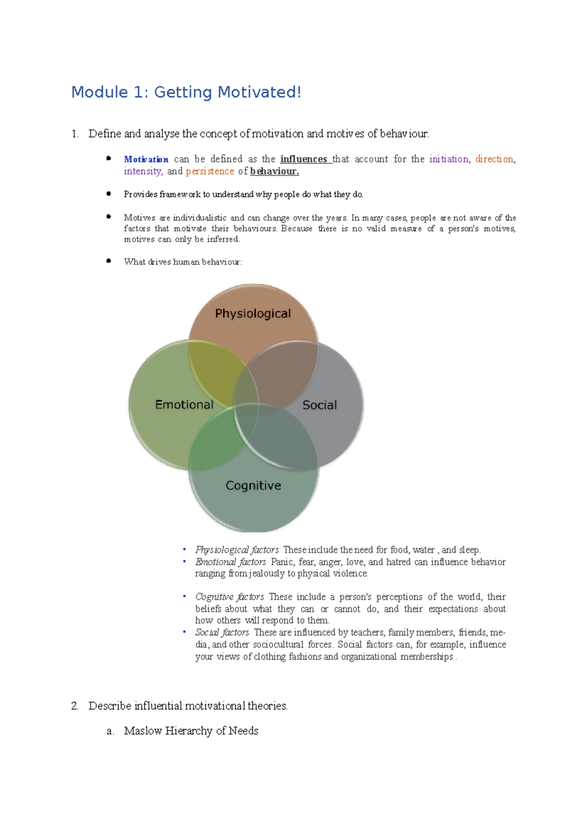Enhancing Performance Study Notes - Module 1: Getting Motivated! 1 ...