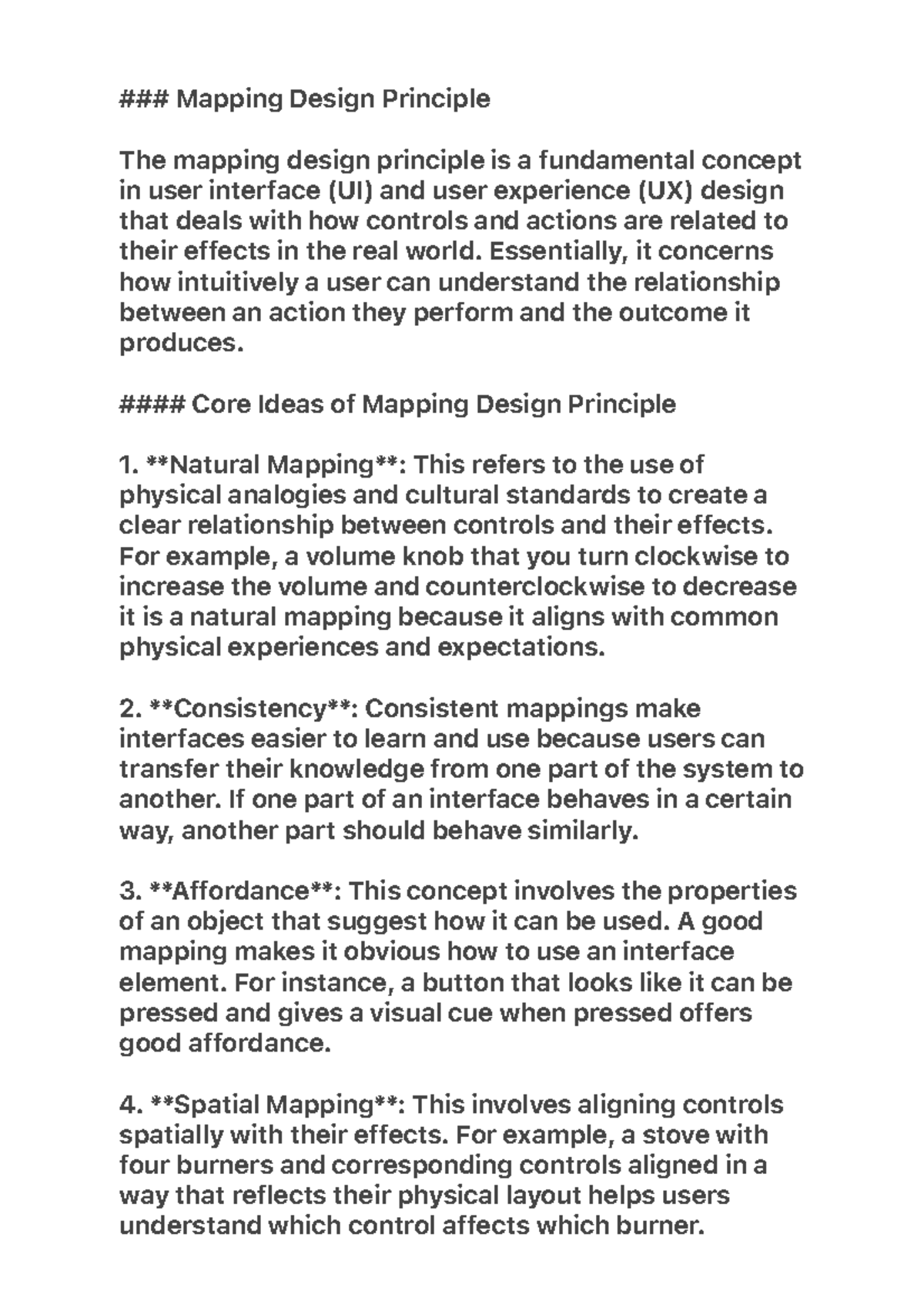 Mapping Design Principle - Essentially, it concerns how intuitively a ...