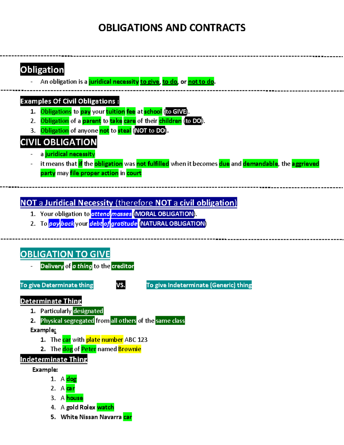 Obligations AND Contracts reviewer - OBLIGATIONS AND CONTRACTS ...