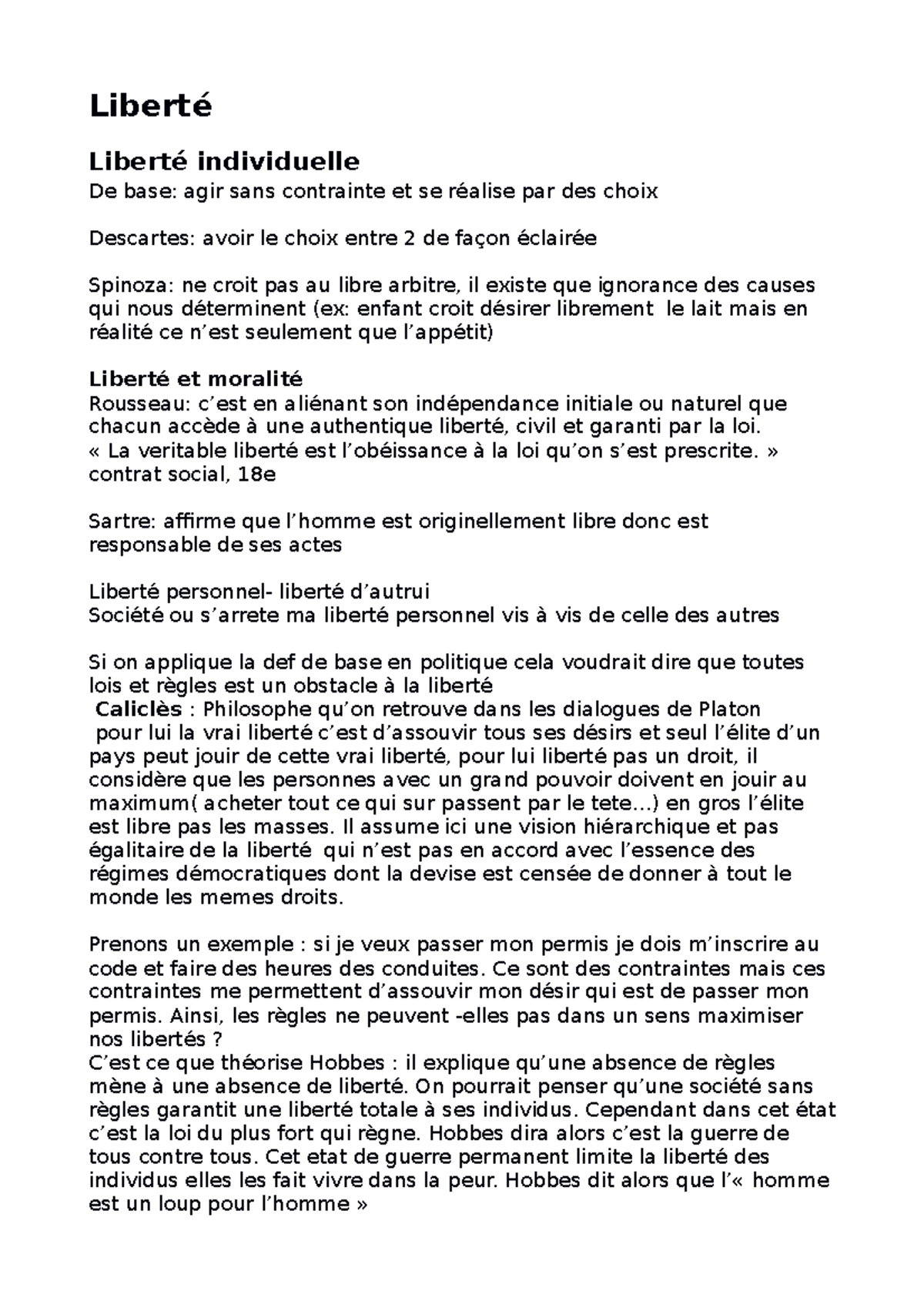 Liberté - Liberté Liberté individuelle De base: agir sans contrainte et ...