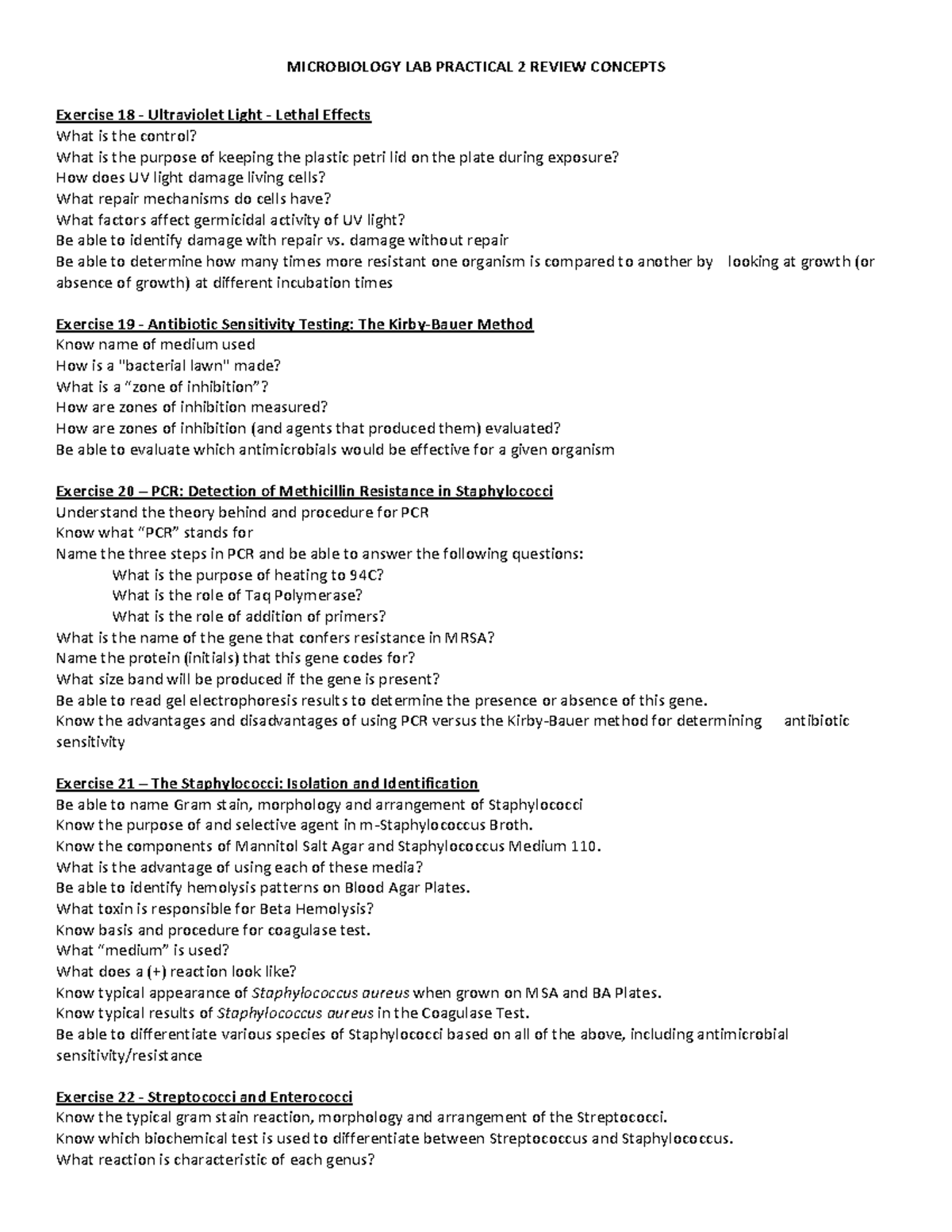 Microbiology LAB Practical 2 Review Concepts - MICROBIOLOGY LAB ...