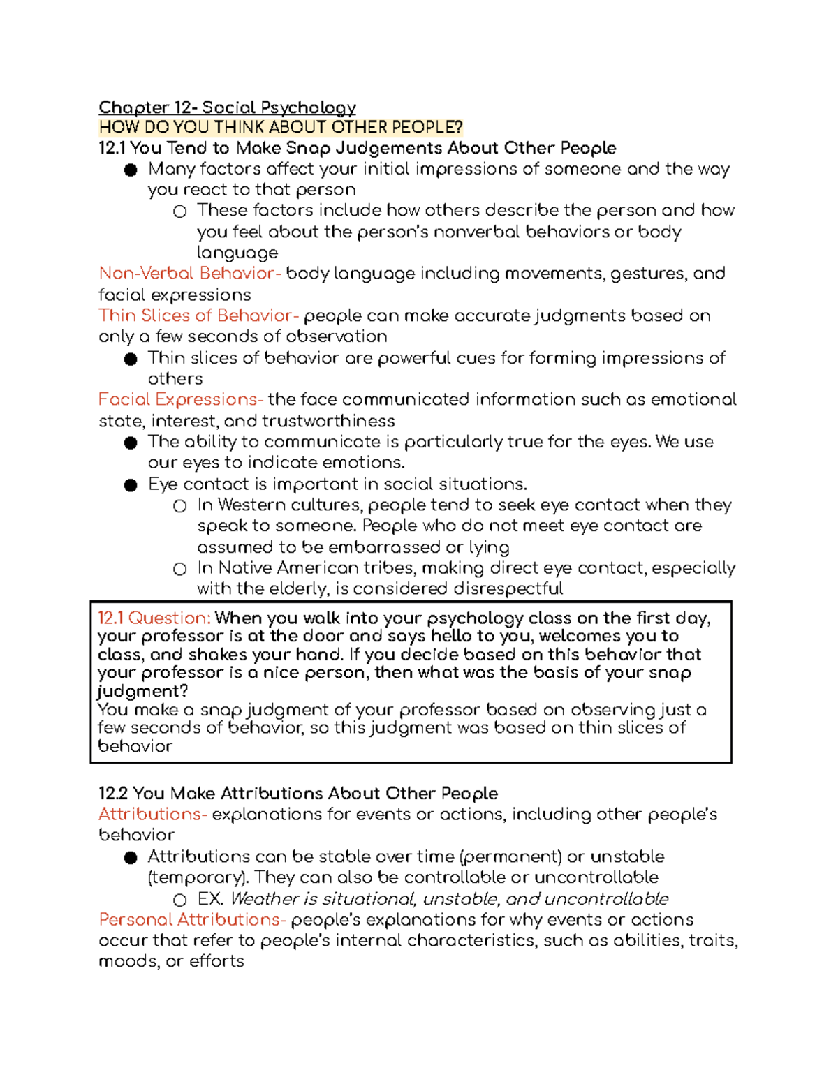 Chapter 12 Notes- Social Psychology - Chapter 12- Social Psychology HOW ...