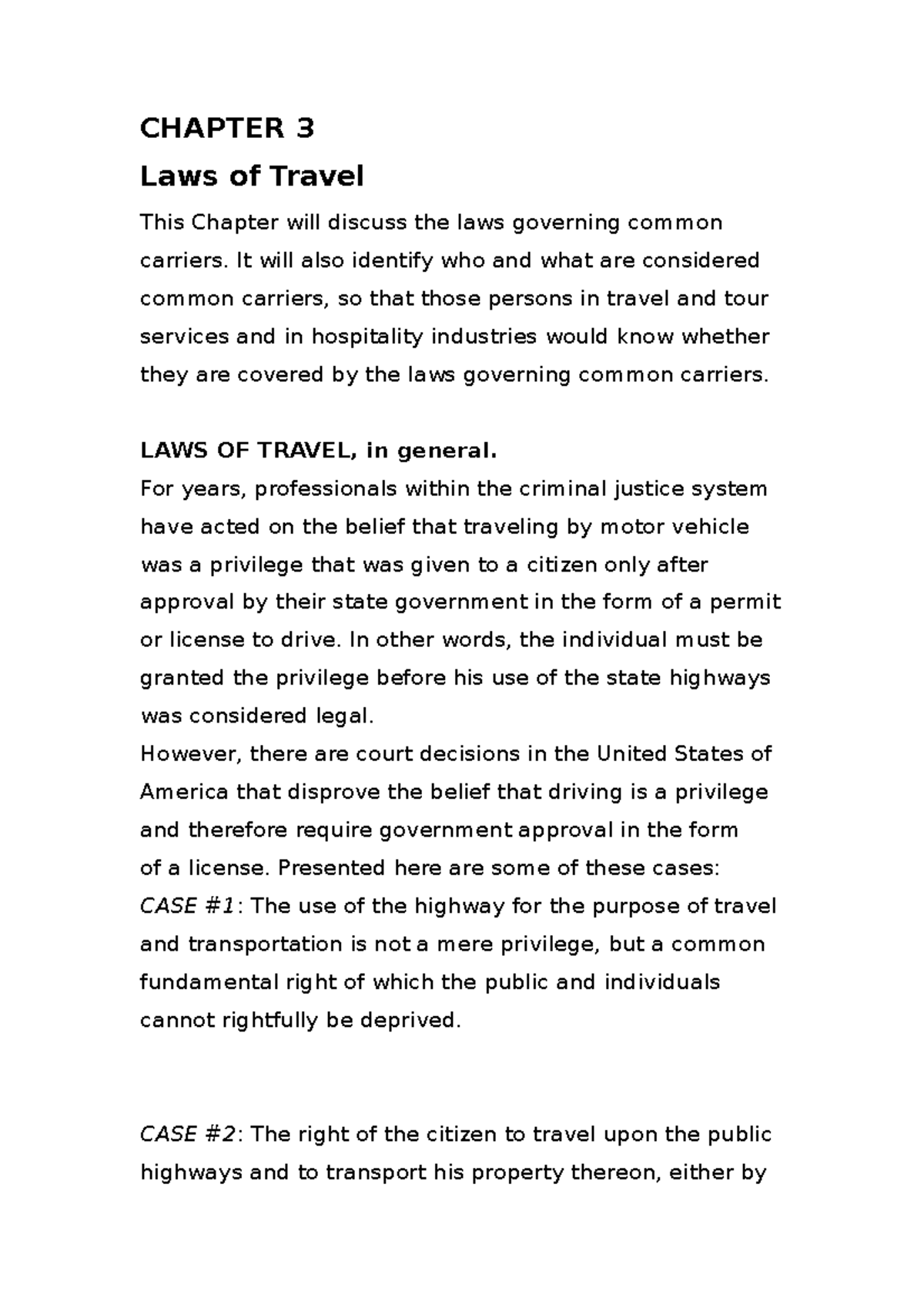 THC 4- Chapter 3 - LEGAL ASPECT - CHAPTER 3 Laws of Travel This Chapter ...