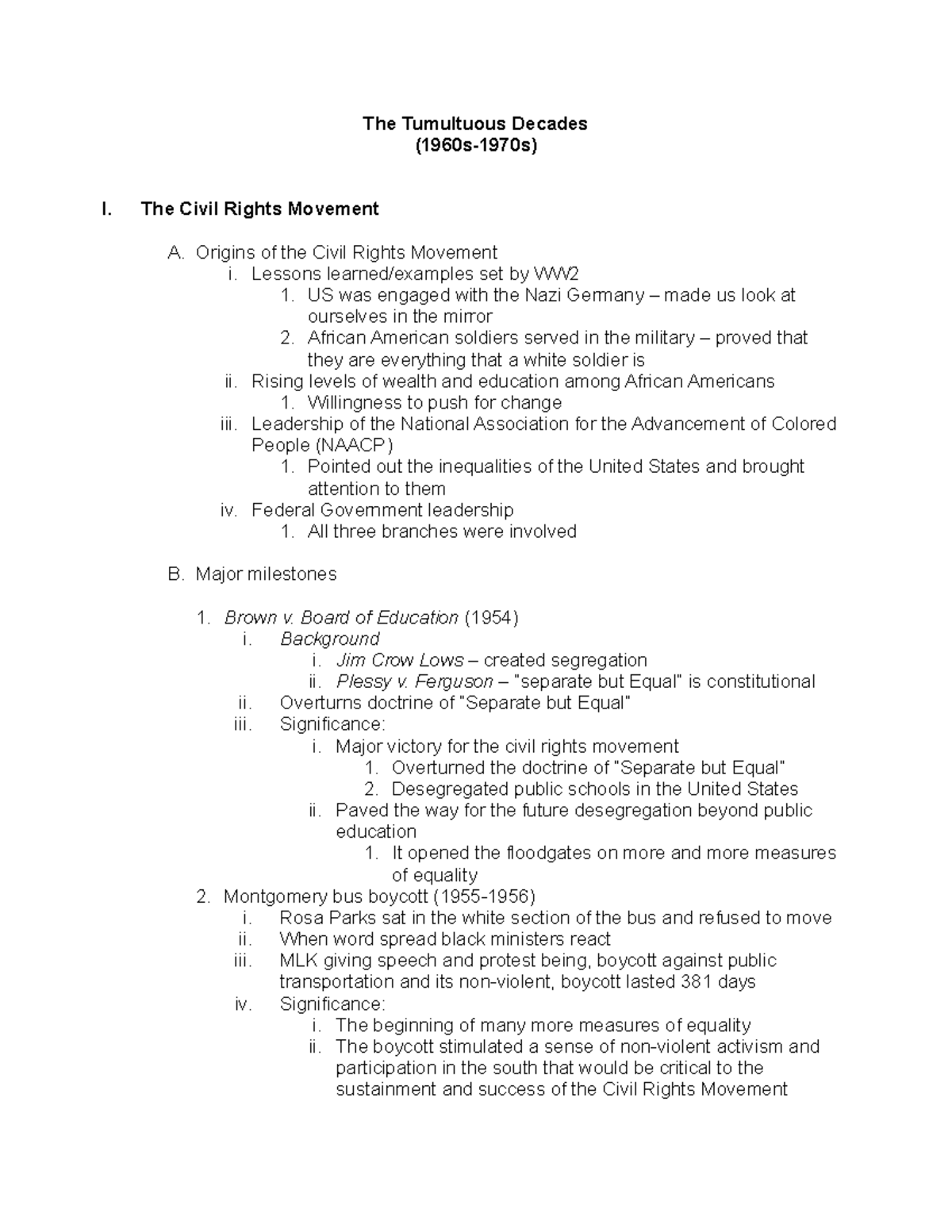 Module 6 Outline - The Tumultuous Decades (1960s-1970s) - The ...