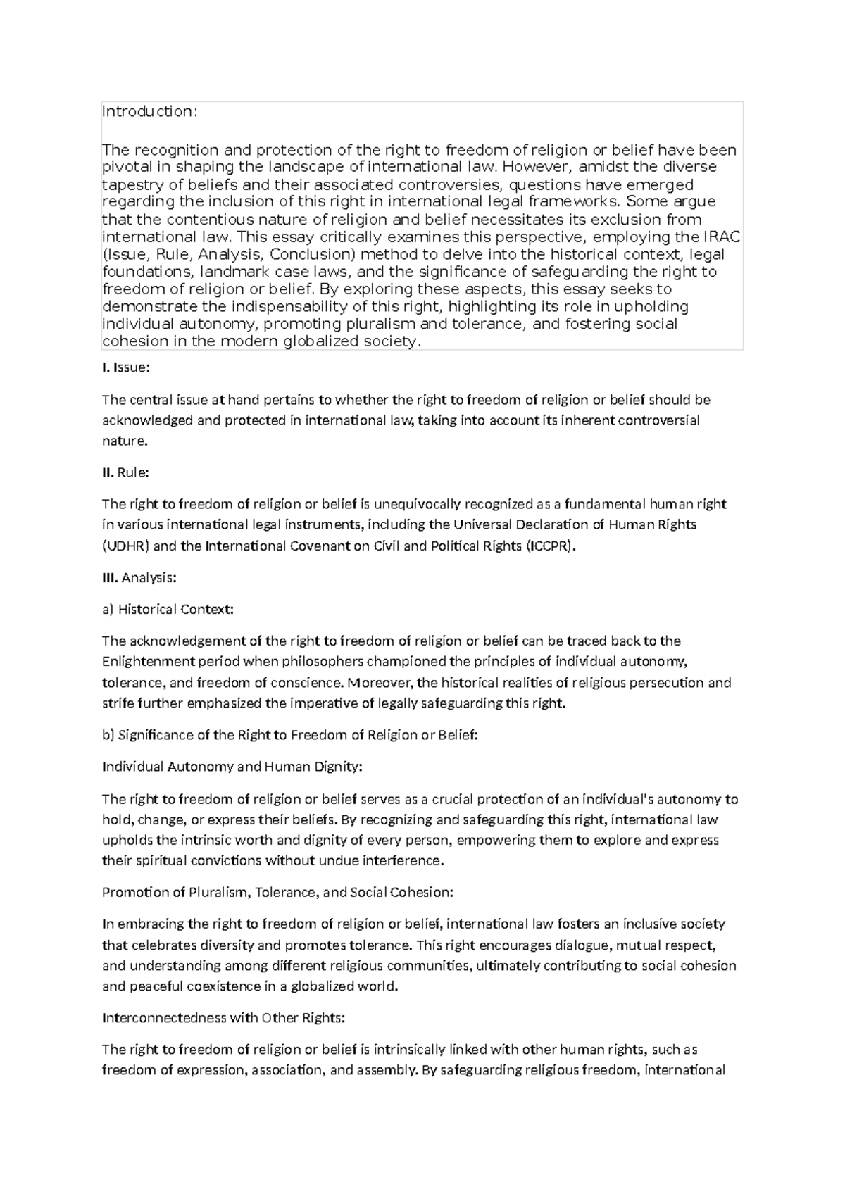 Religon assignment - a document work of art etc etc - Introduction: The ...