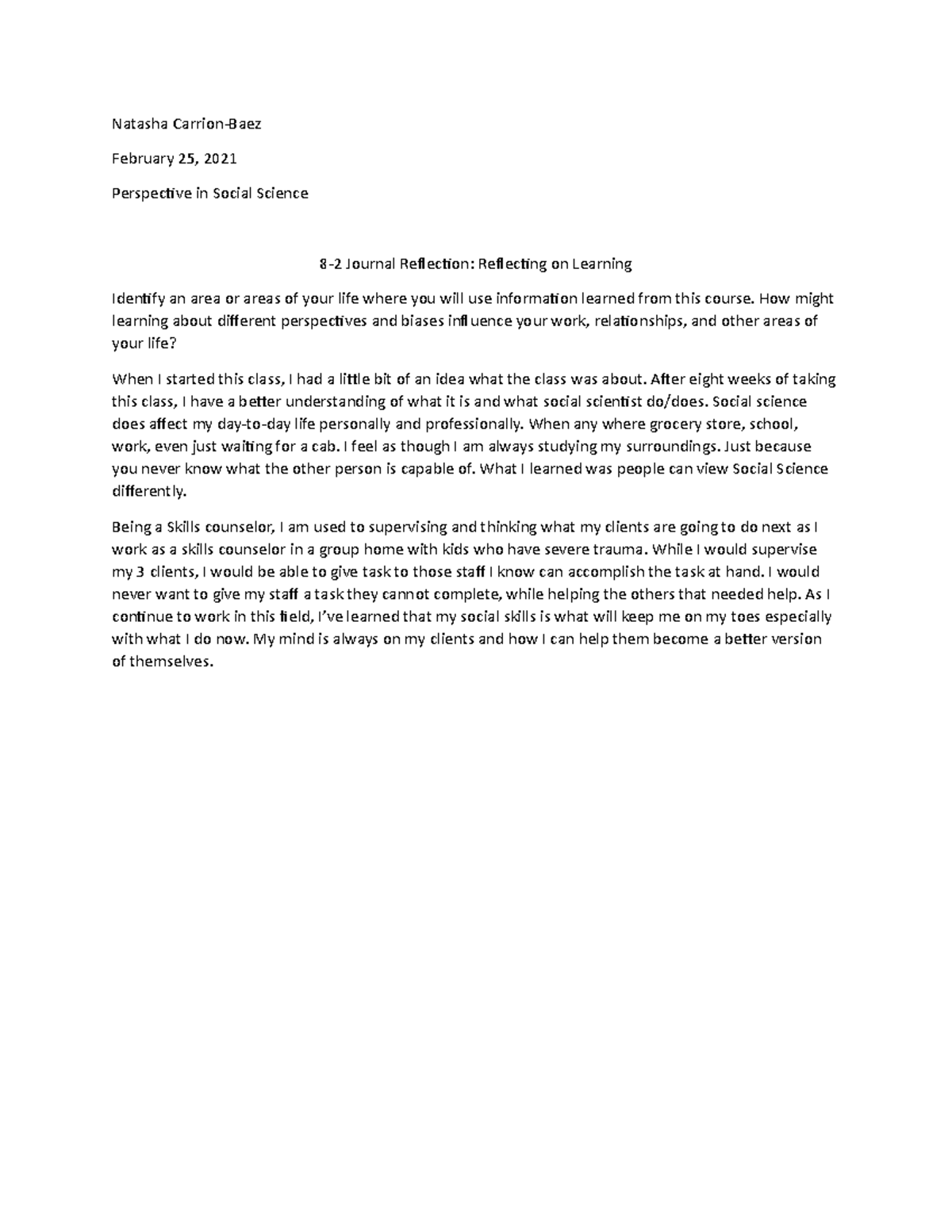8-2 Journal Reflection Reflecting on Learning - Natasha Carrion-Baez ...