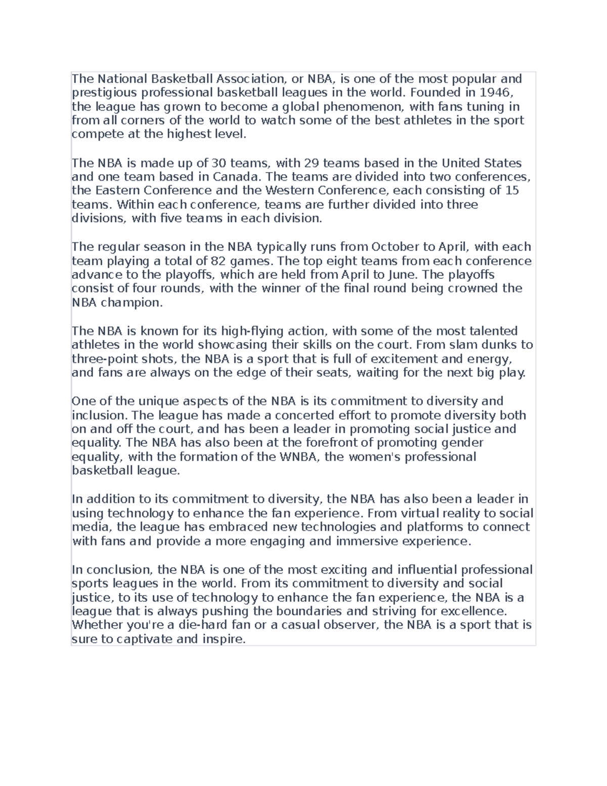 Document Nba This An A Example Of A Essay That Will Help People Out