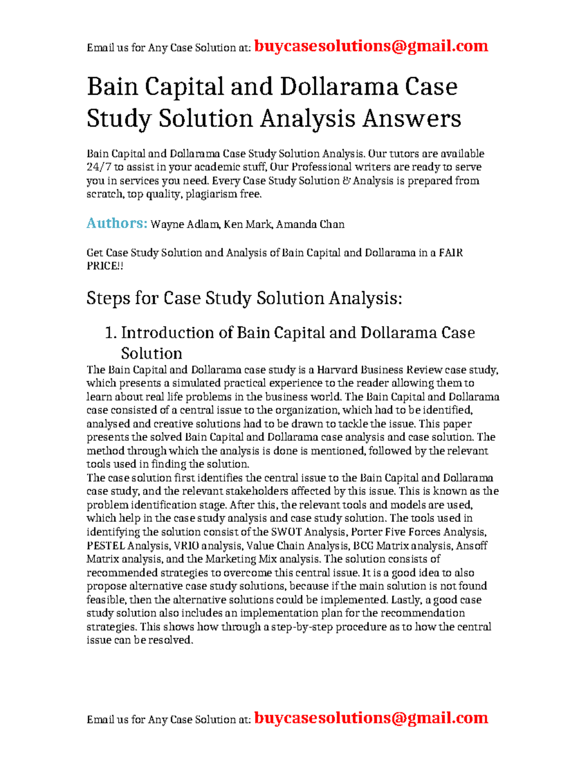 Case Solution Bain Capital and Dollarama - Bain Capital and Dollarama ...