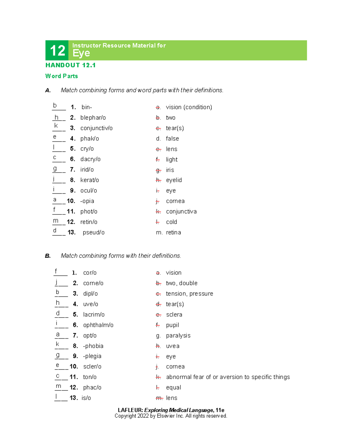 Med Term Chap 12 Worksheet - LAFLEUR: Exploring Medical Language, 11e ...