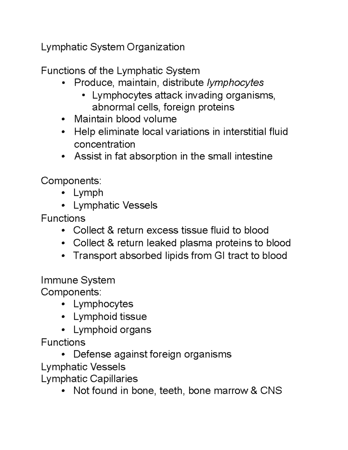 Lymphatic System Organization - Lymphatic System Organization Functions ...