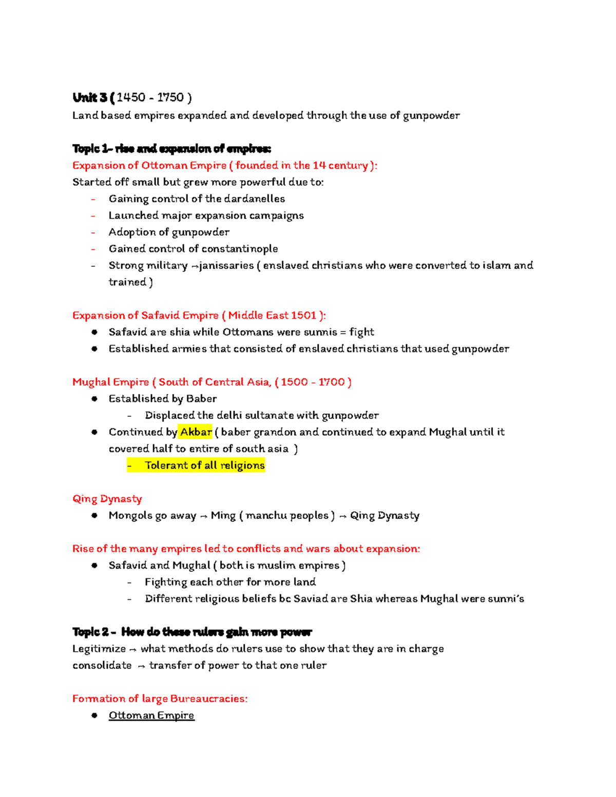 APWH Unit 3 - unit 3 notes - Uni 3 ( 1450 - 1750 ) Lan ba ems exd an ...