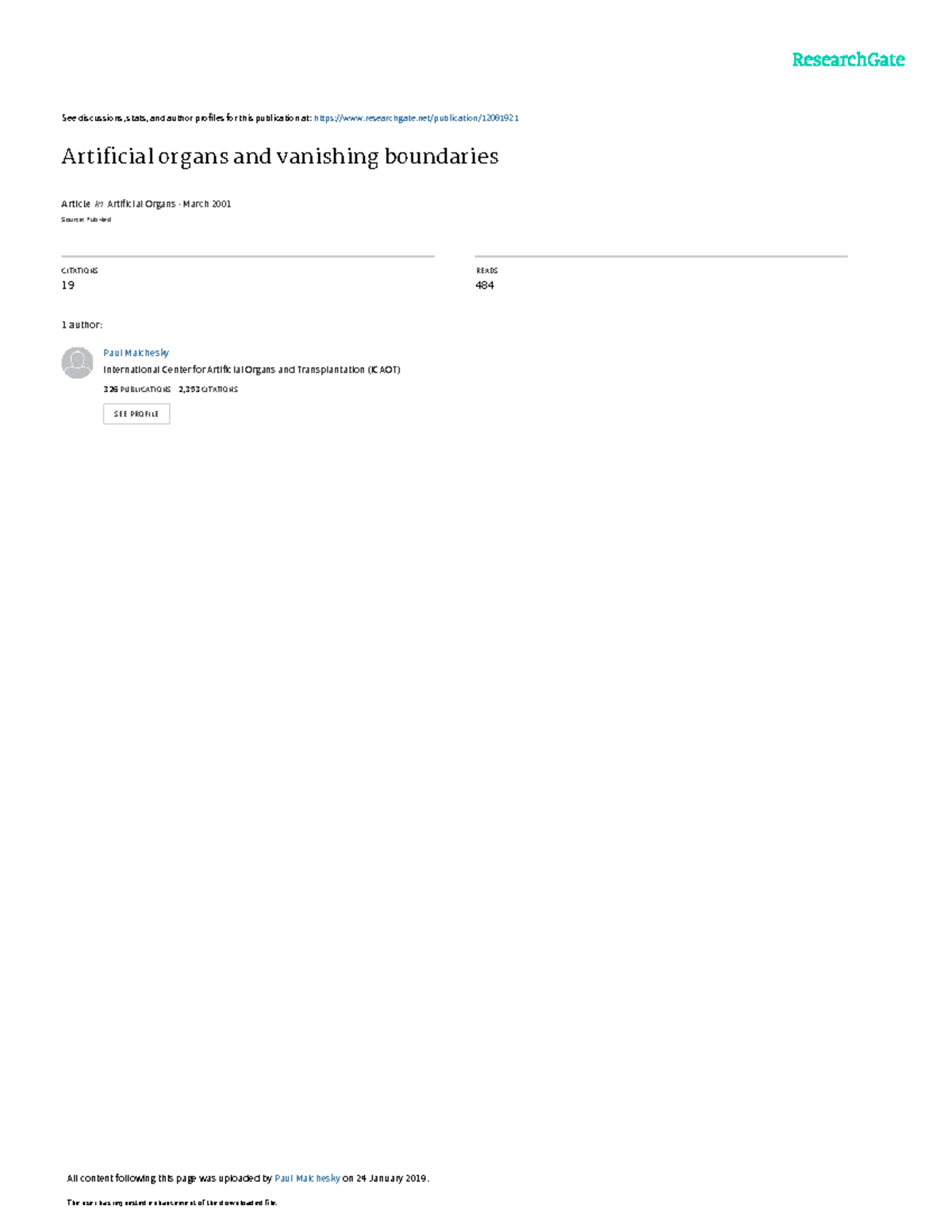 Artificial Organs Vanishing Boundaries - See discussions, stats, and ...