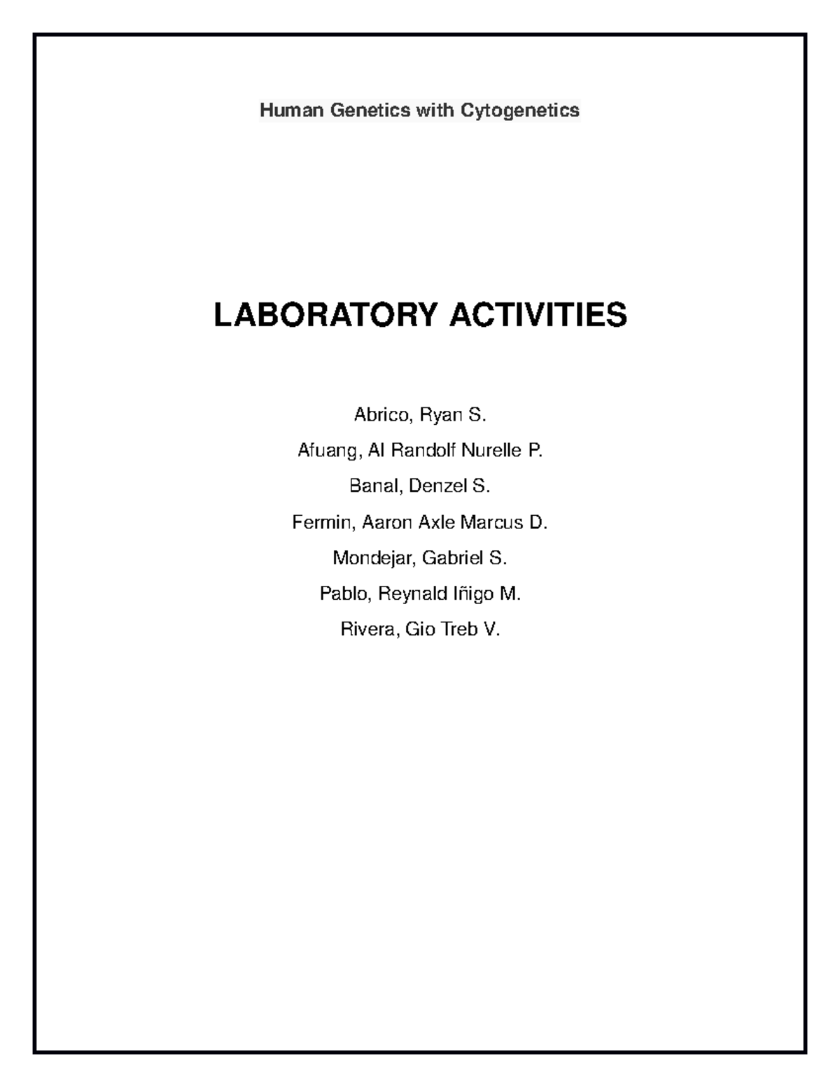 GENETICS- ASSIGNMENTS COMPILATION - Human Genetics with Cytogenetics ...