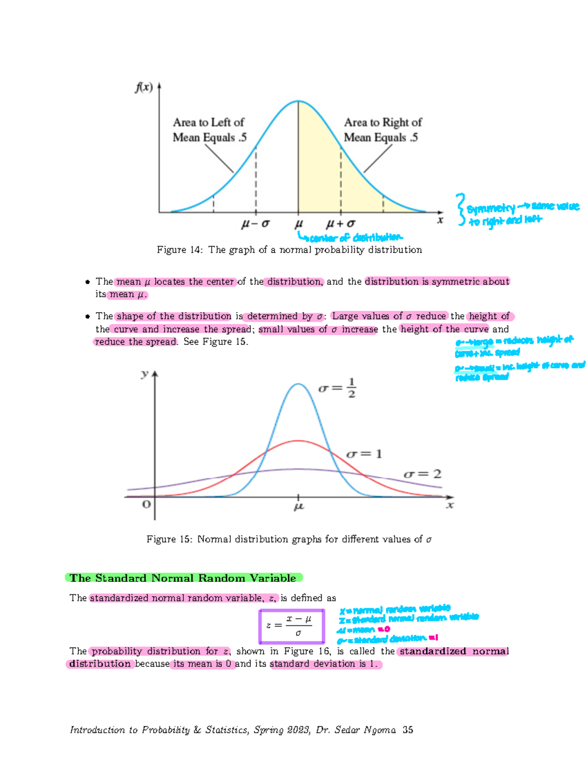 Lecture Note 2 - Normal Distribution - Figure 14: The graph of a normal ...