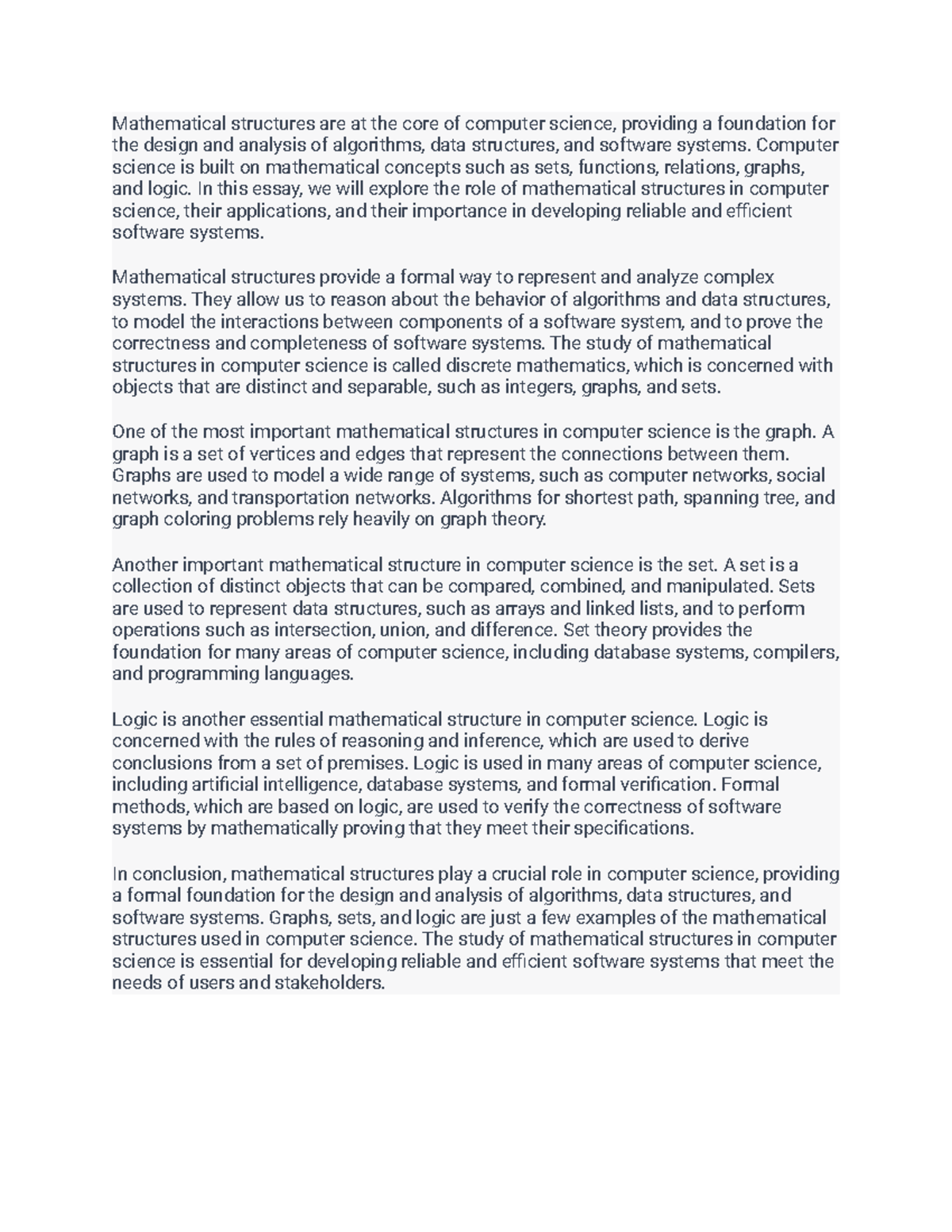 Mathematical Structure for Computer Science - Mathematical structures are at the core of ...