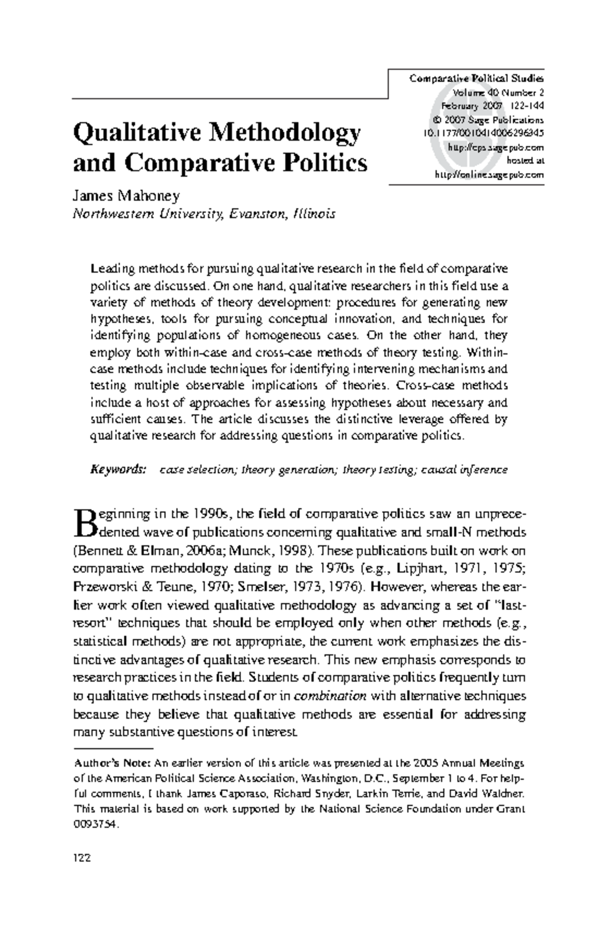 Qualitative Methodology in politics - Qualitative Methodology and ...