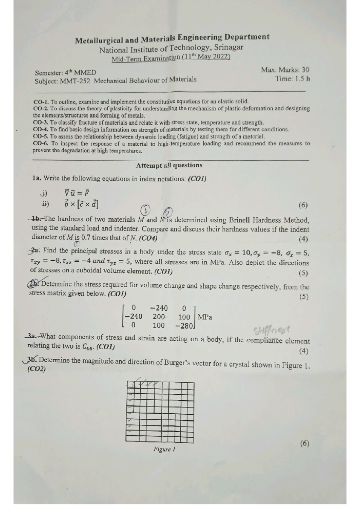 Mid-term Paper(4th sem) - metallurgy and material engineering - Studocu
