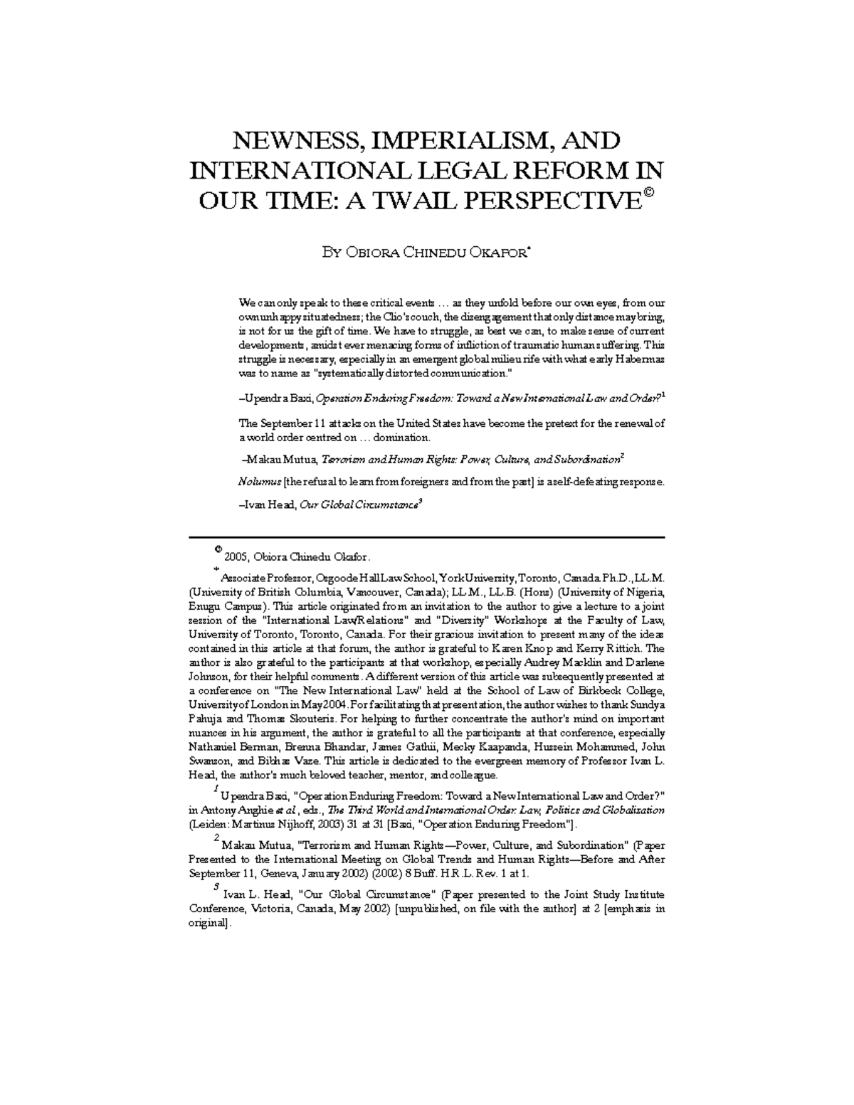 Okafor - Twail - © 2005, Obiora Chinedu Okafor. Associate Professor ...