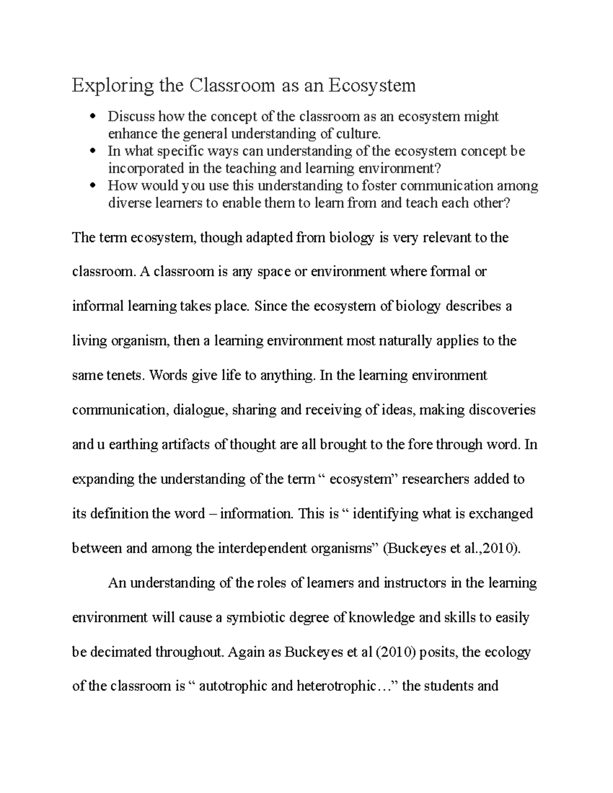 ED5342 u01d02- Exploring the Classroom as an Ecosystem - Exploring the ...