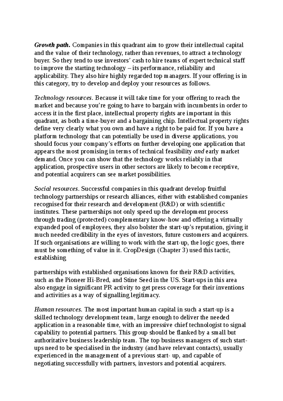 Notes-2 - Growth path - Growth path. Companies in this quadrant aim to ...