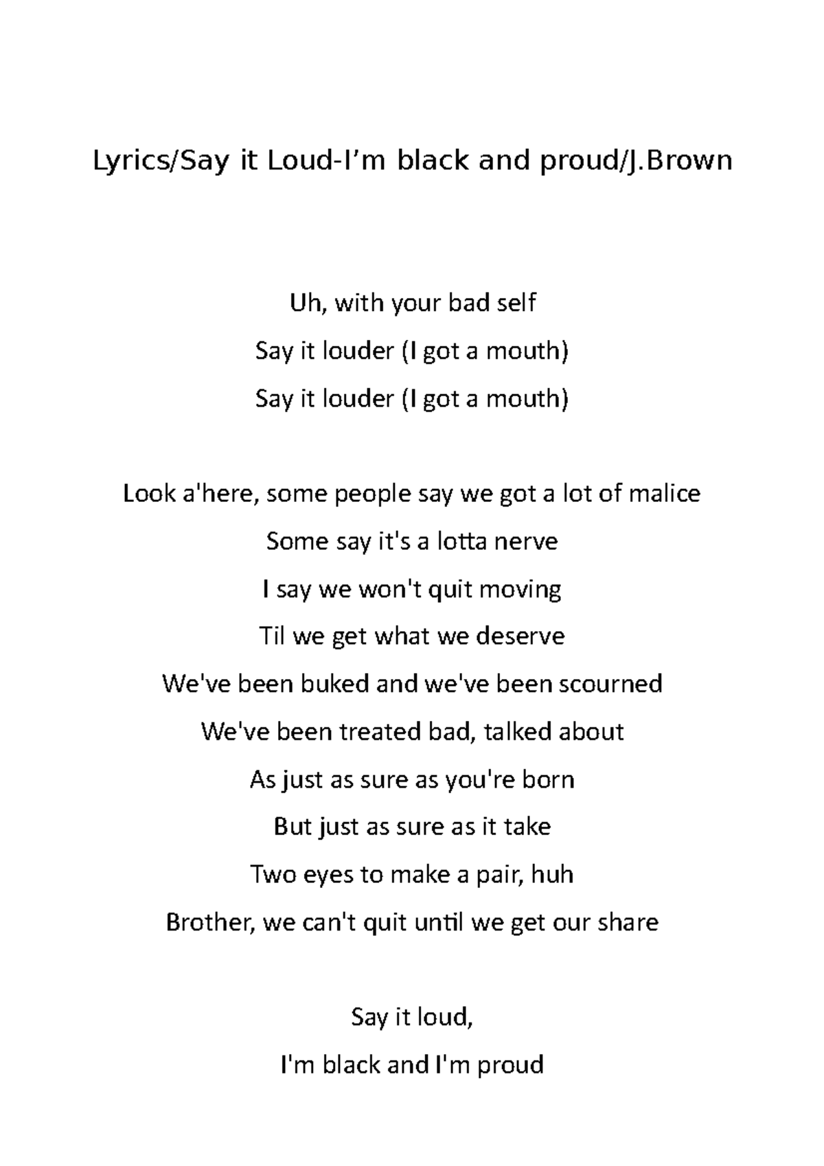 Say it loud, I'm black and proud-Lyrics - Lyrics/Say it Loud-I’m black ...