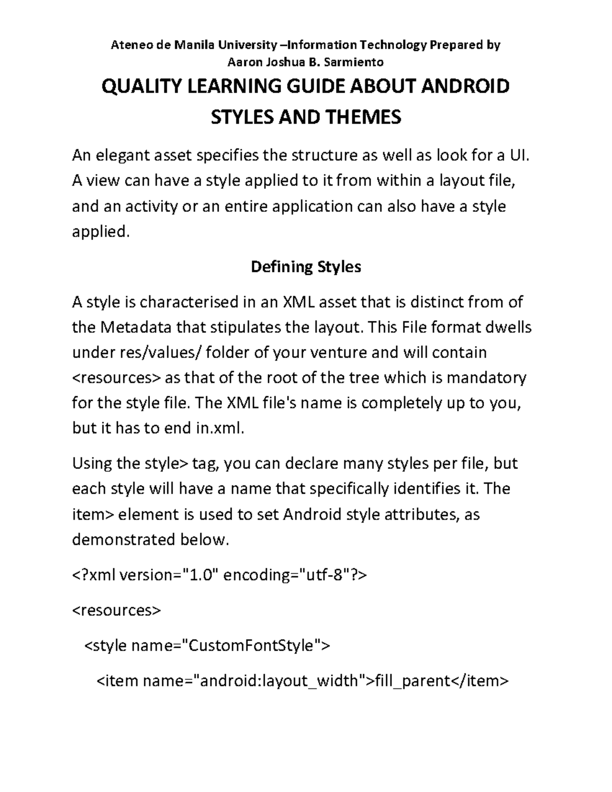 Quality Learning Guide About Android Styles and Themes - QUALITY LEARNING GUIDE ABOUT ANDROID ...