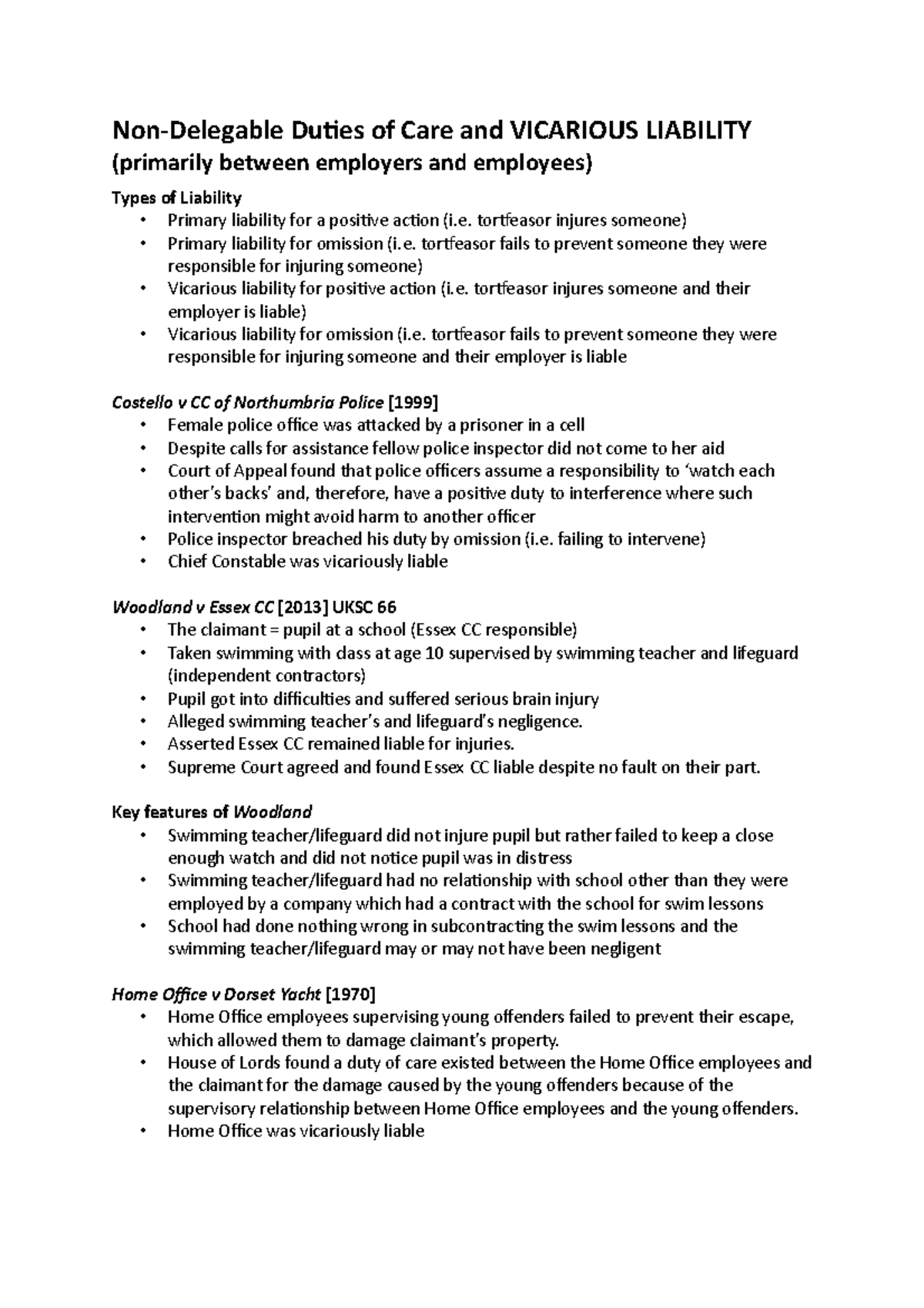 Vicarious Liability - Non-Delegable Duties of Care and VICARIOUS ...