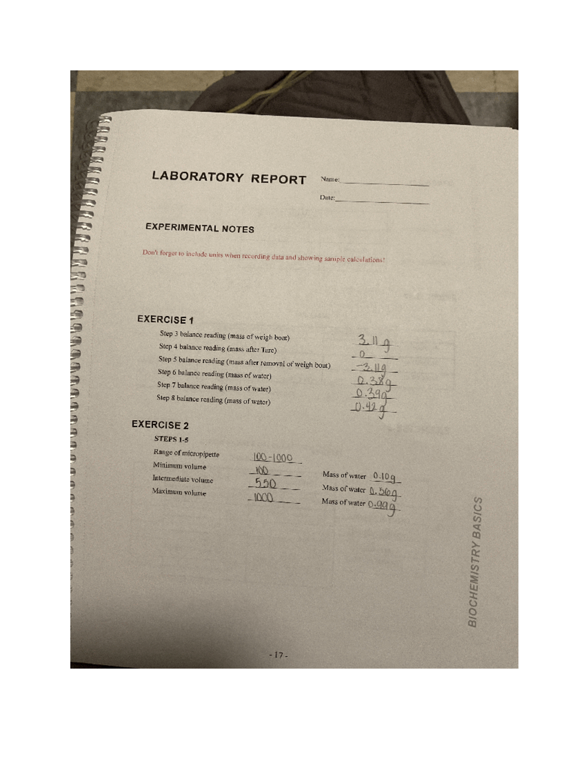 Biochem lab report data - MCB 2000 - Studocu