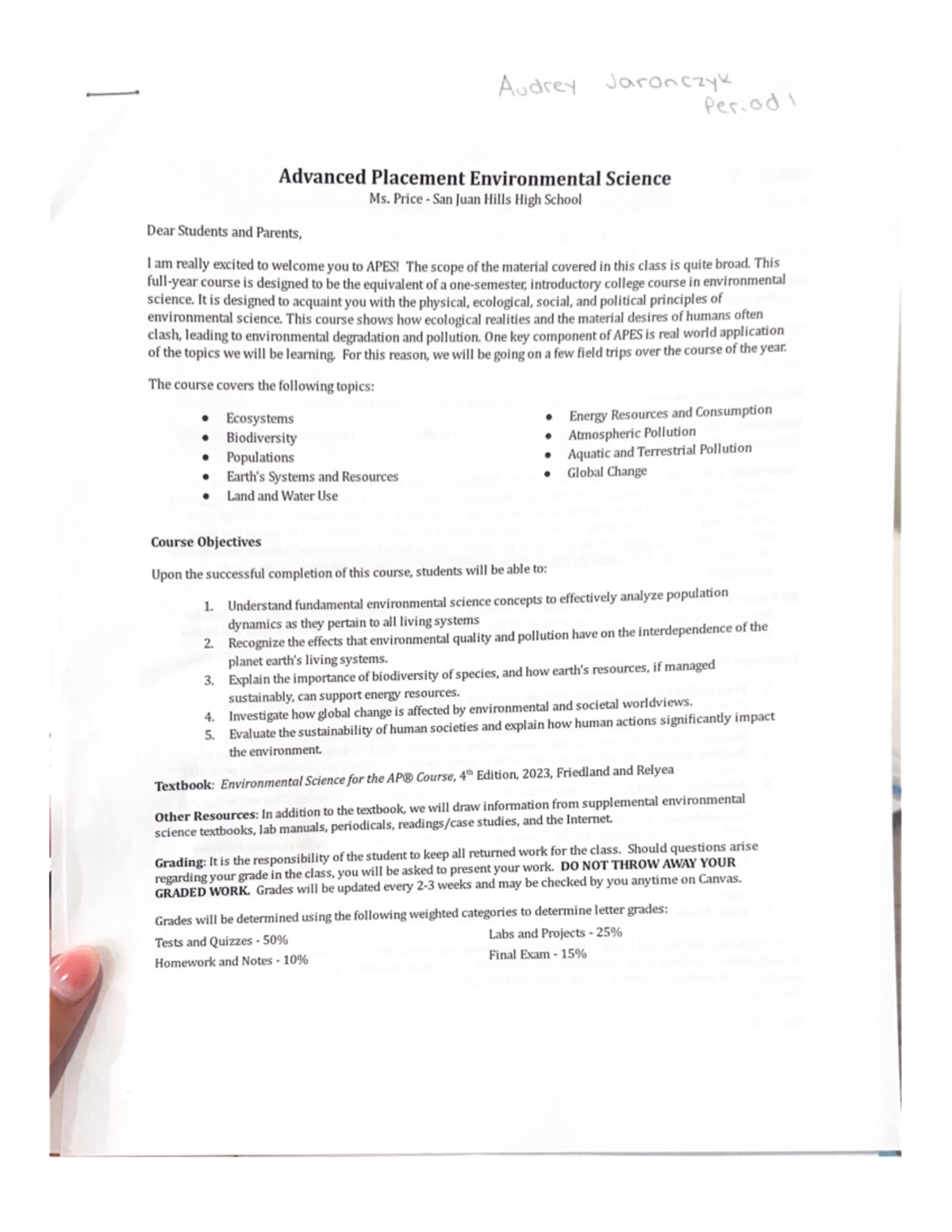 Advanced Placement Environmental Science - Price San Juan Hills High ...