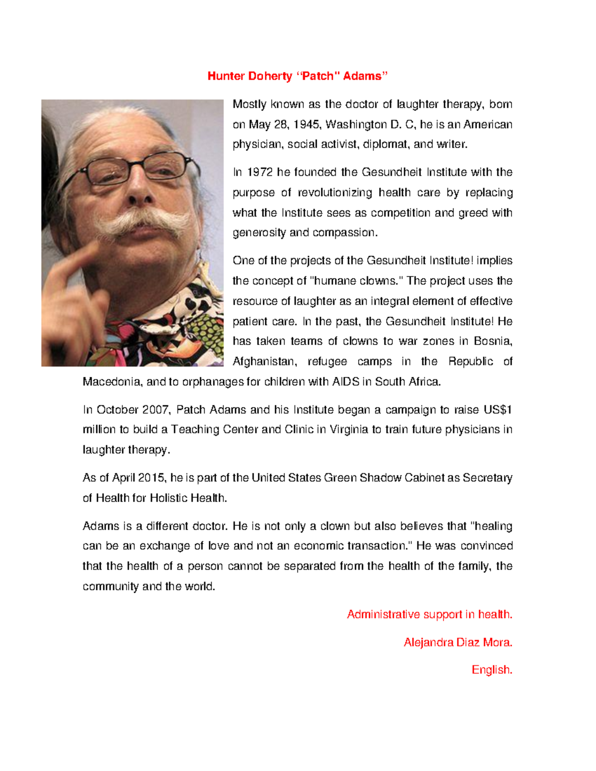 Cronica DE Ingles - Hunter Doherty 88 Patch" Adams 99 Mostly known as ...