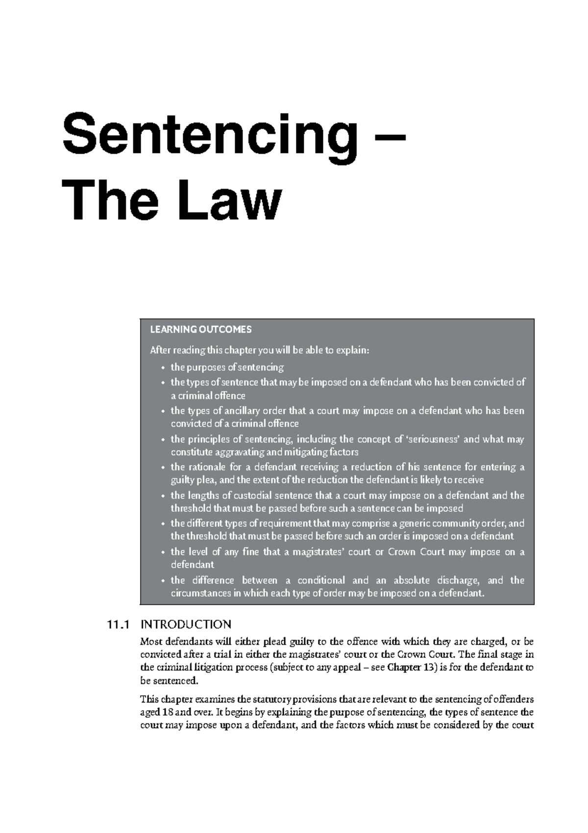 Sentencing – The Law - Textbook notes from criminal litigation and ...