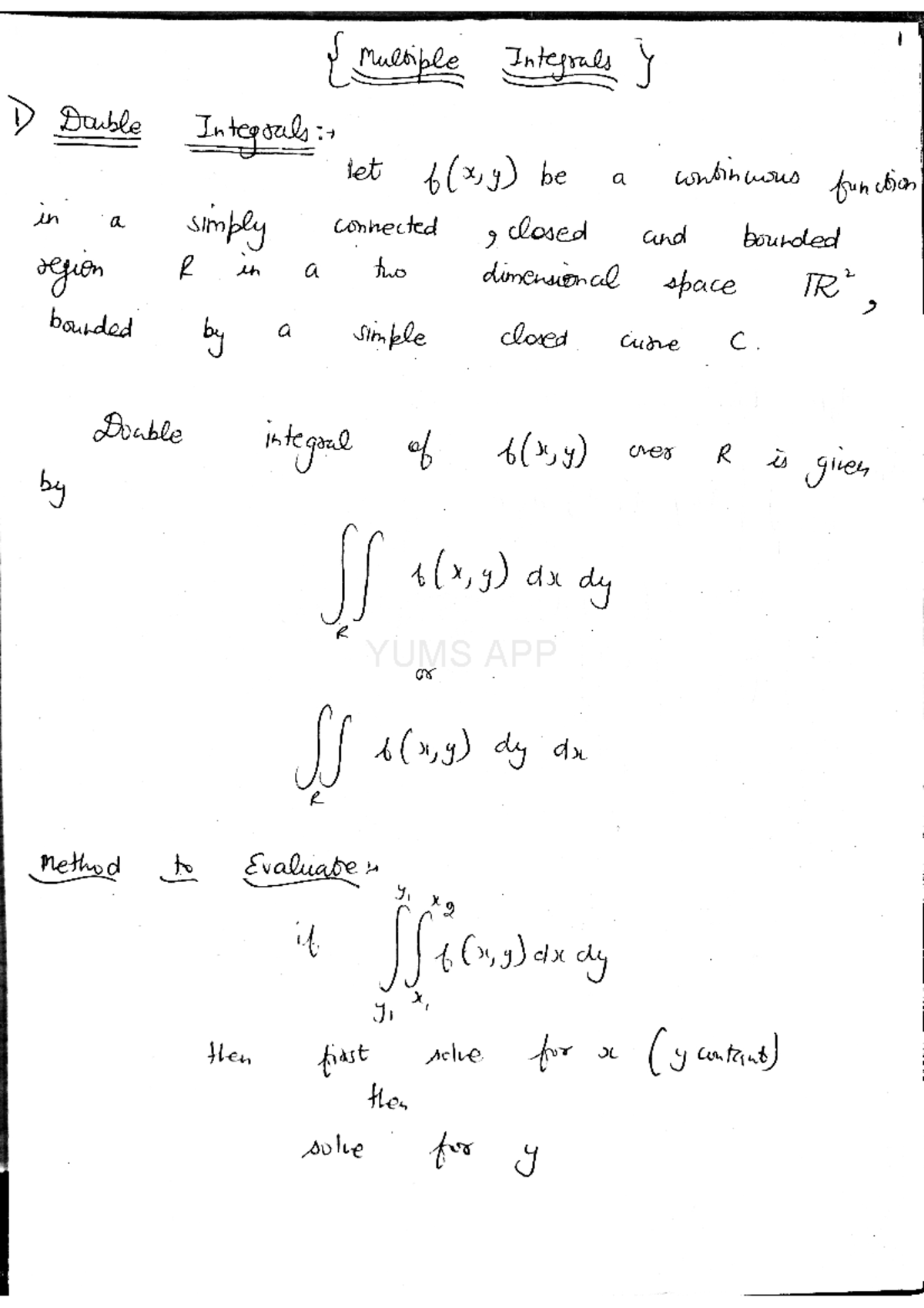 Multiple integrals 1 - Objective pdf - Engineering Mathematics - Studocu