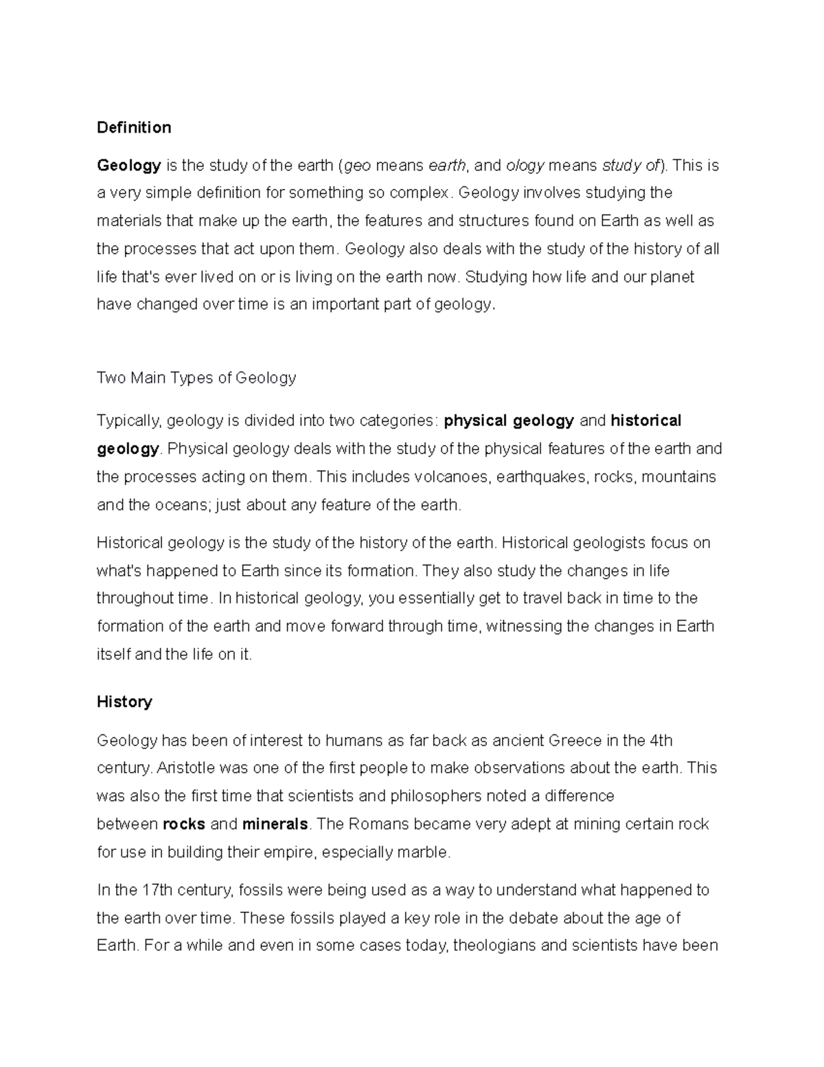 History of geology - Definition Geology is the study of the earth (geo ...