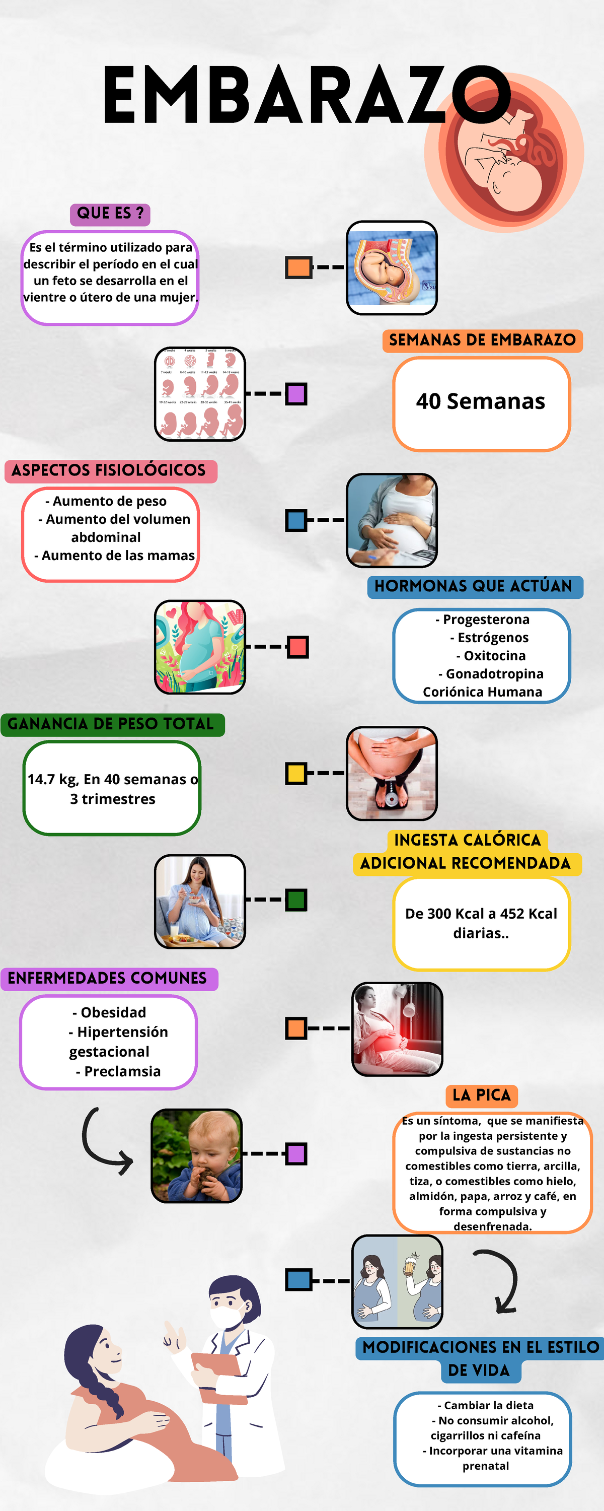 Infografia Embarazo - EMBARAZO GANANCIA DE PESO TOTAL 14 kg, En 40 ...