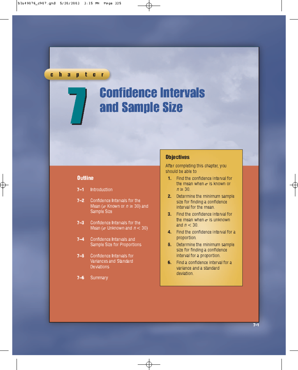 C h a p t e r 7 Confidence Intervals and - Find the confidence interval ...