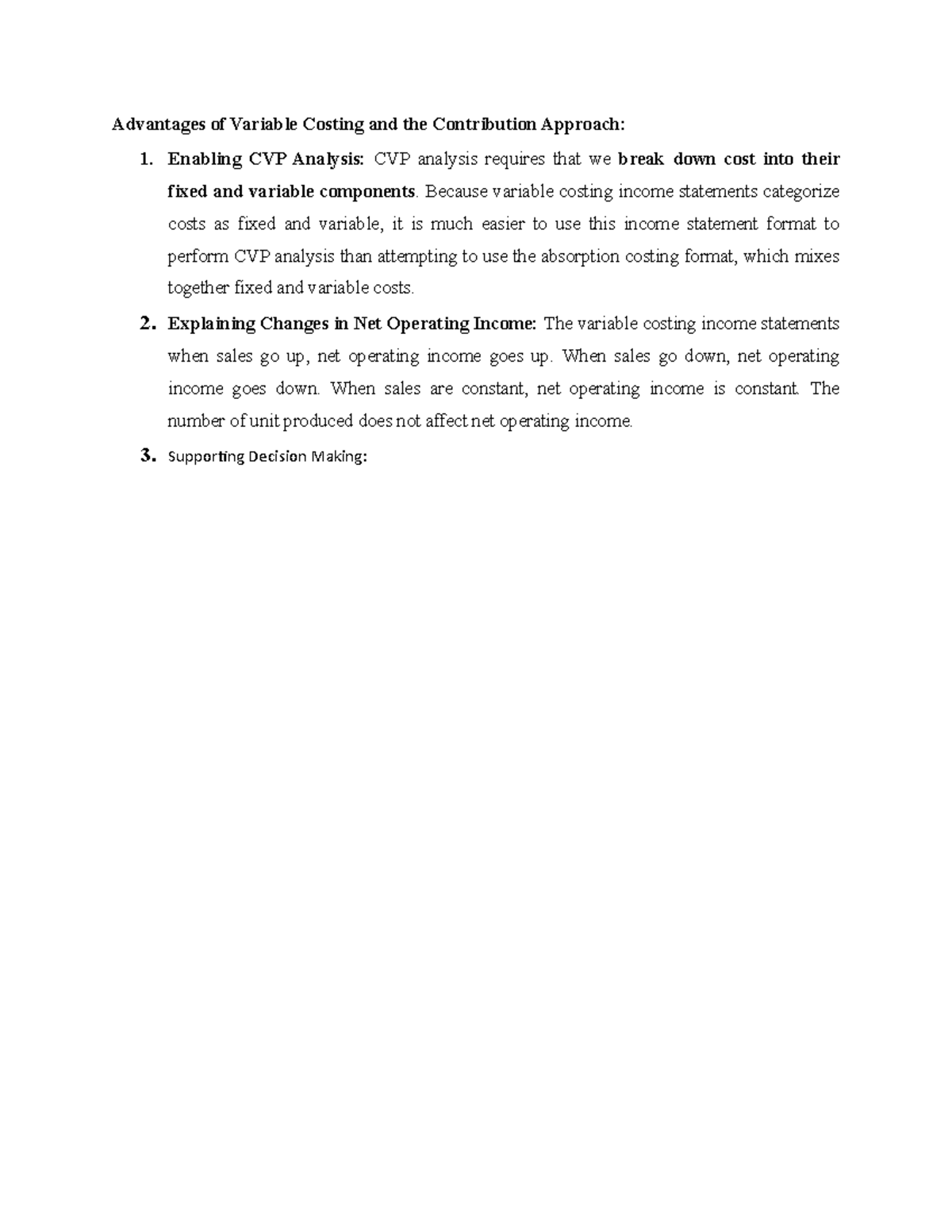 Chapter 6 note - easy gpoutv - Advantages of Variable Costing and the ...